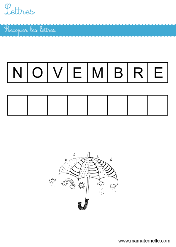 Lettres : recopier les lettres - Ma Maternelle