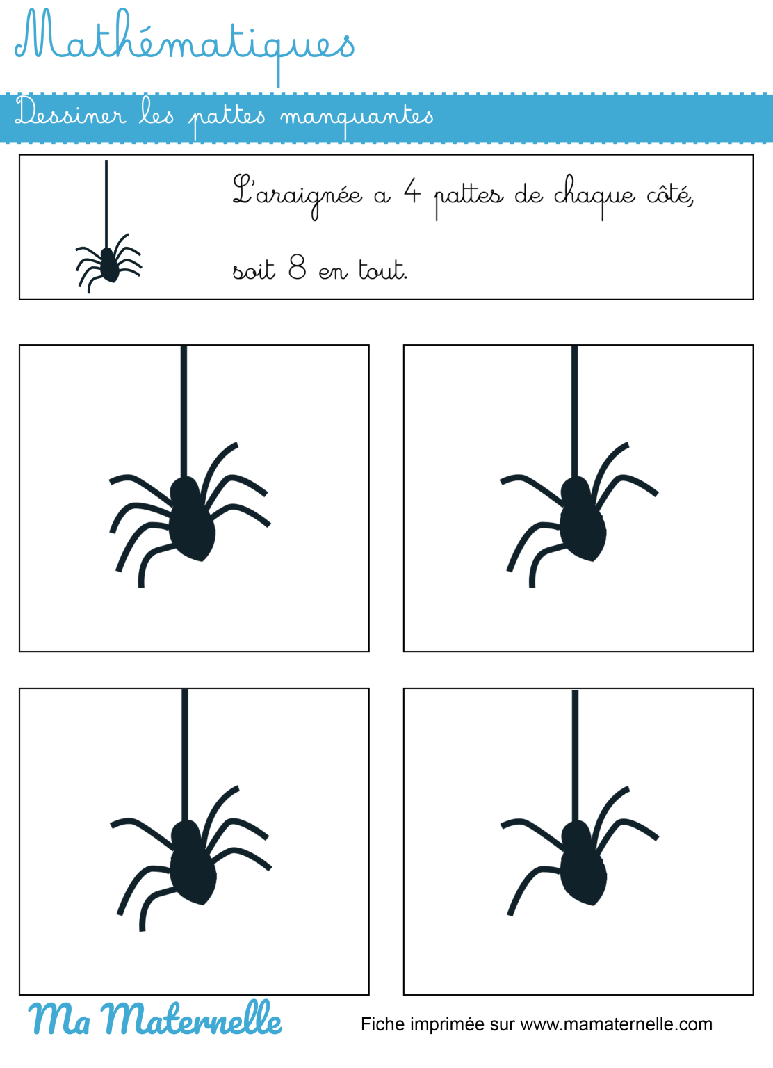 Mathématiques : Dessiner les pattes manquantes - Ma Maternelle