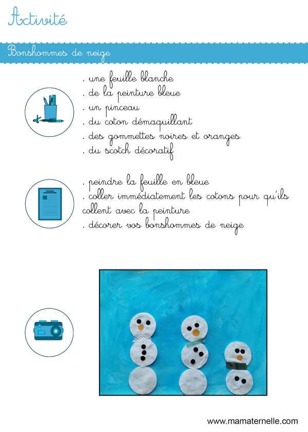 Activité : bonshommes de neige - Ma Maternelle