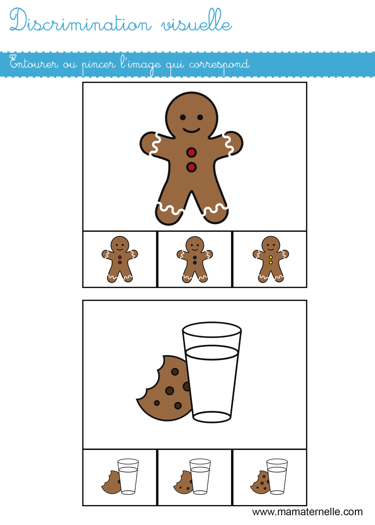 Discrimination visuelle : entourer ou pincer - Ma Maternelle