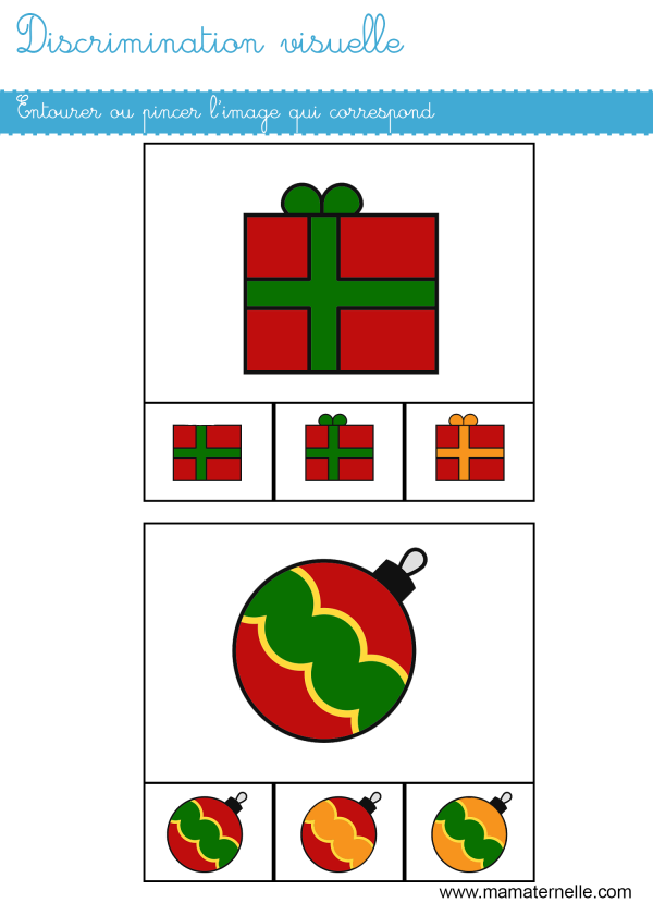 Discrimination visuelle : entourer ou pincer - Ma Maternelle