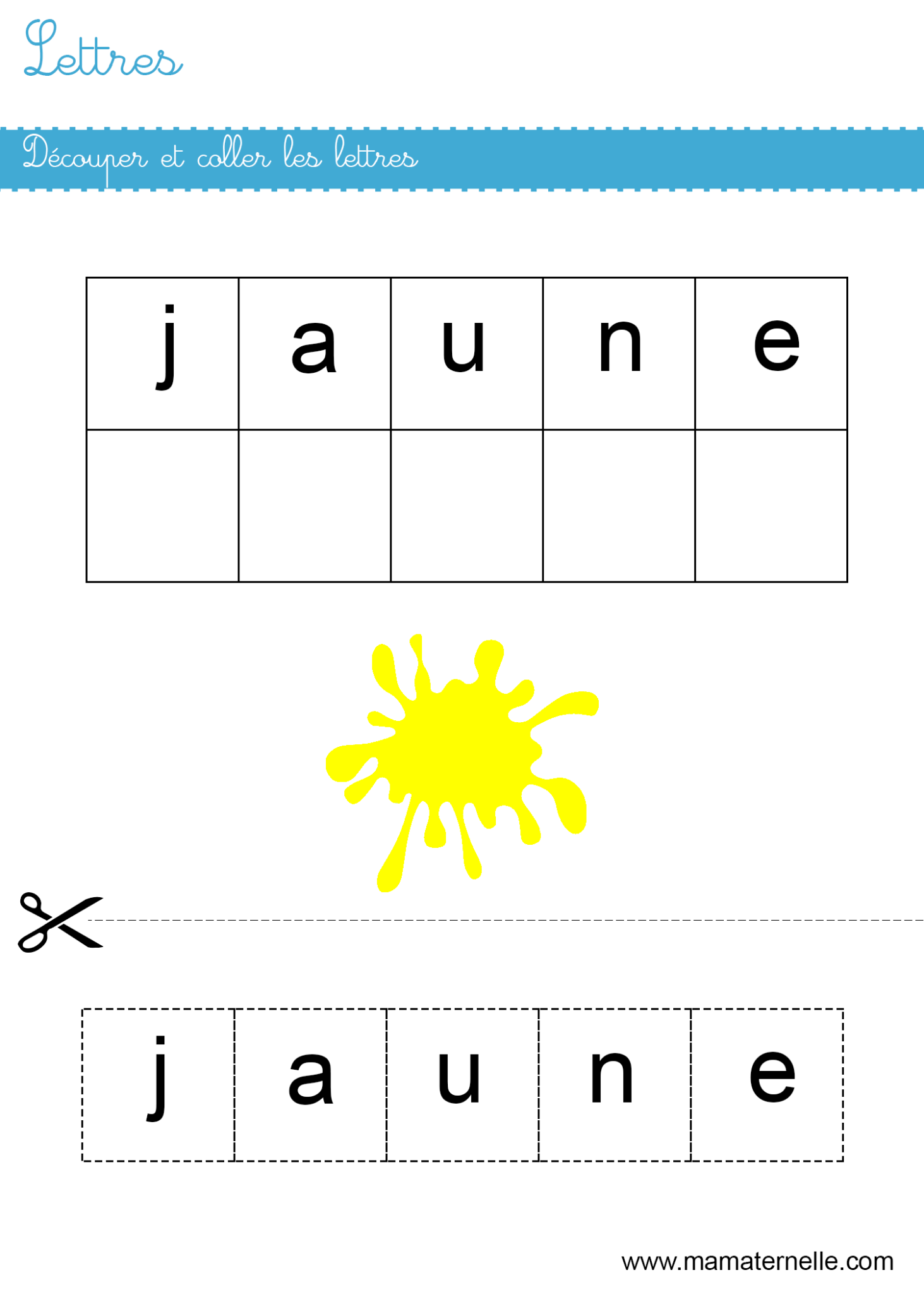 Lettres : découper et coller les lettres - Ma Maternelle