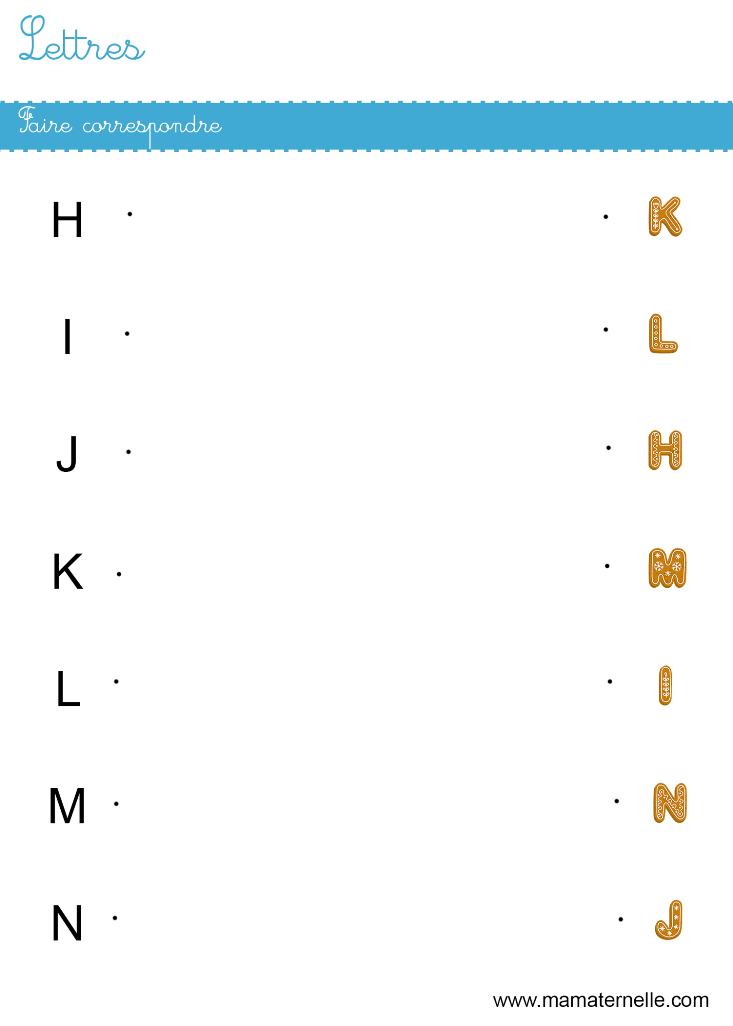Lettres : faire correspondre - Ma Maternelle
