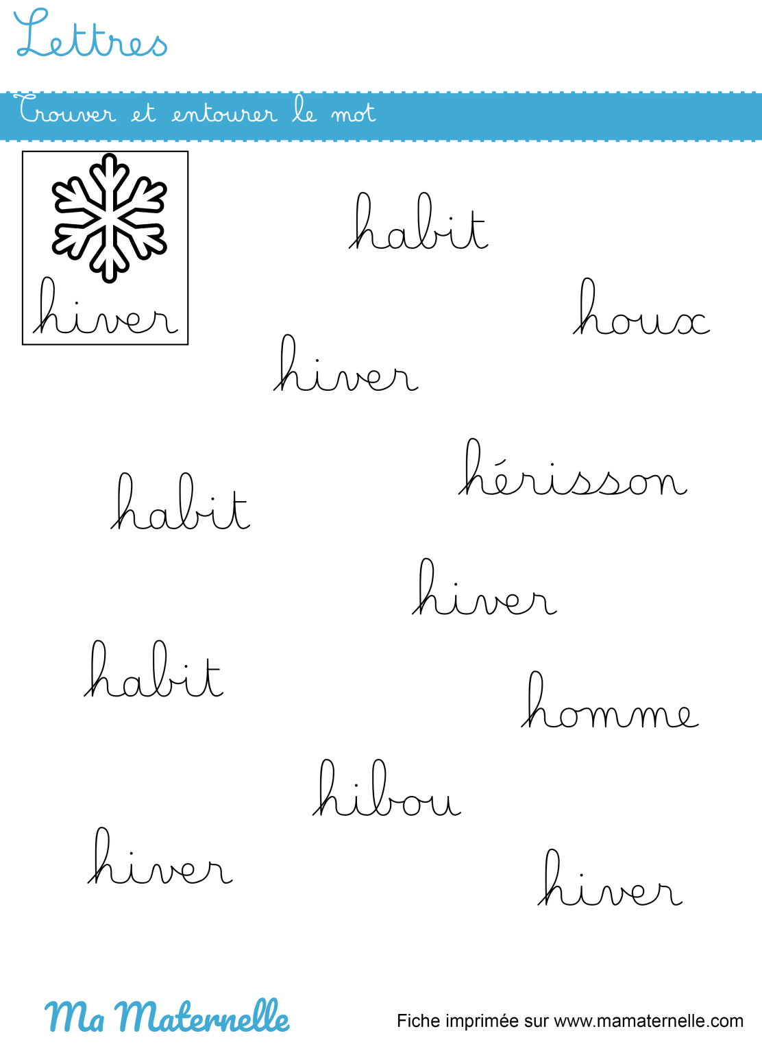 Lettres : entourer le mot - Ma Maternelle