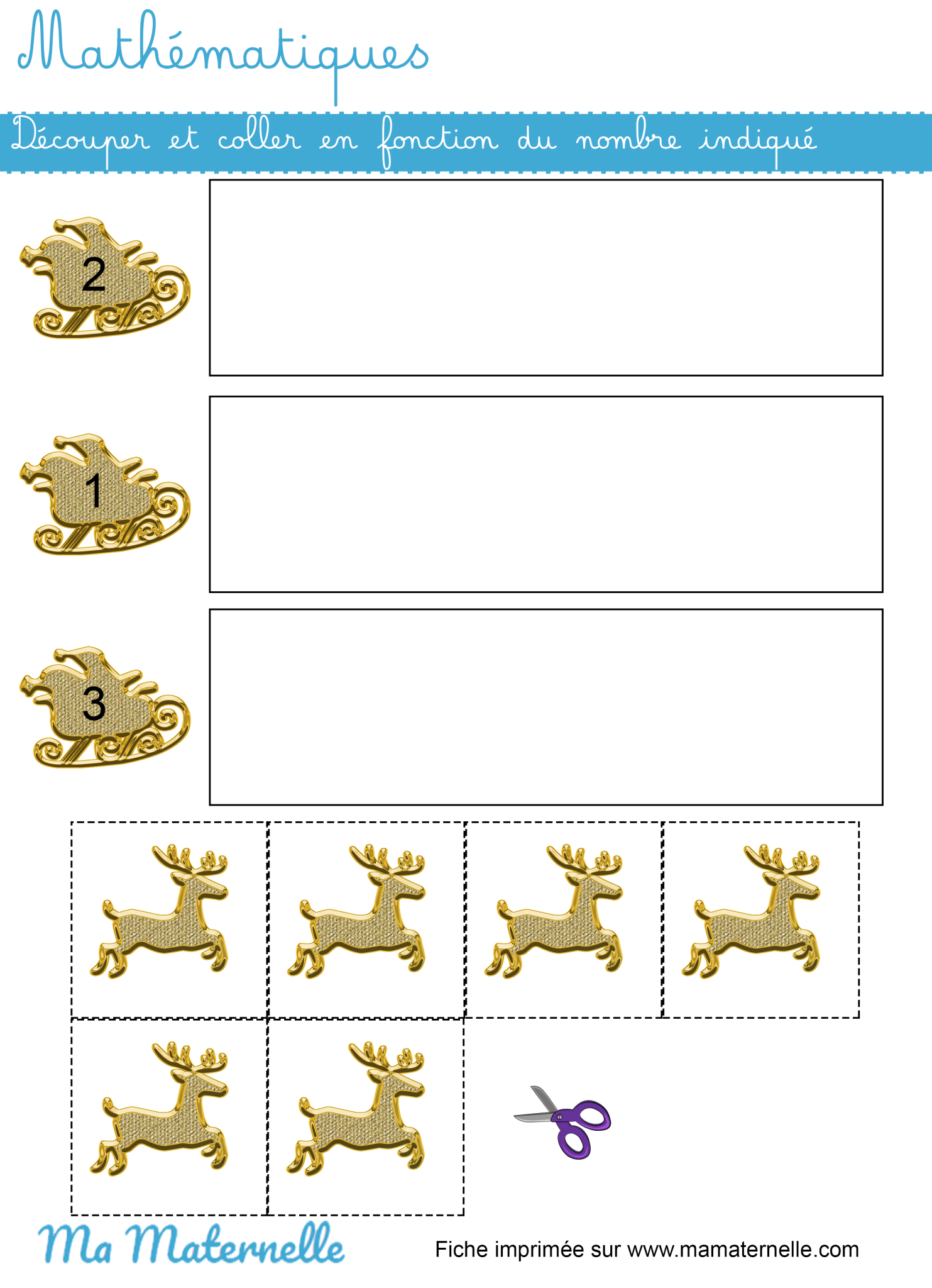 Mathématiques : découper et coller - Ma Maternelle