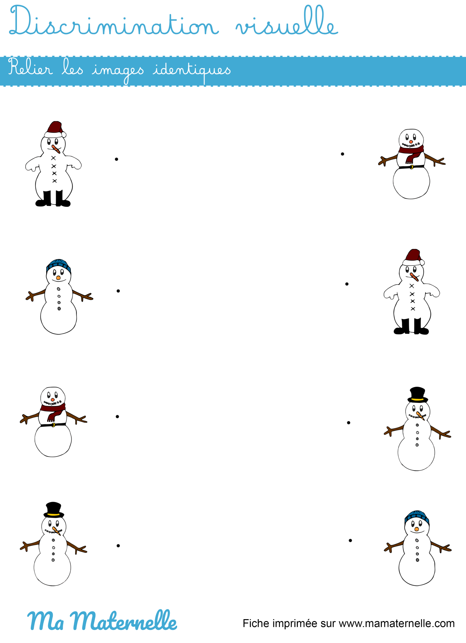 Discrimination visuelle : relier - Ma Maternelle