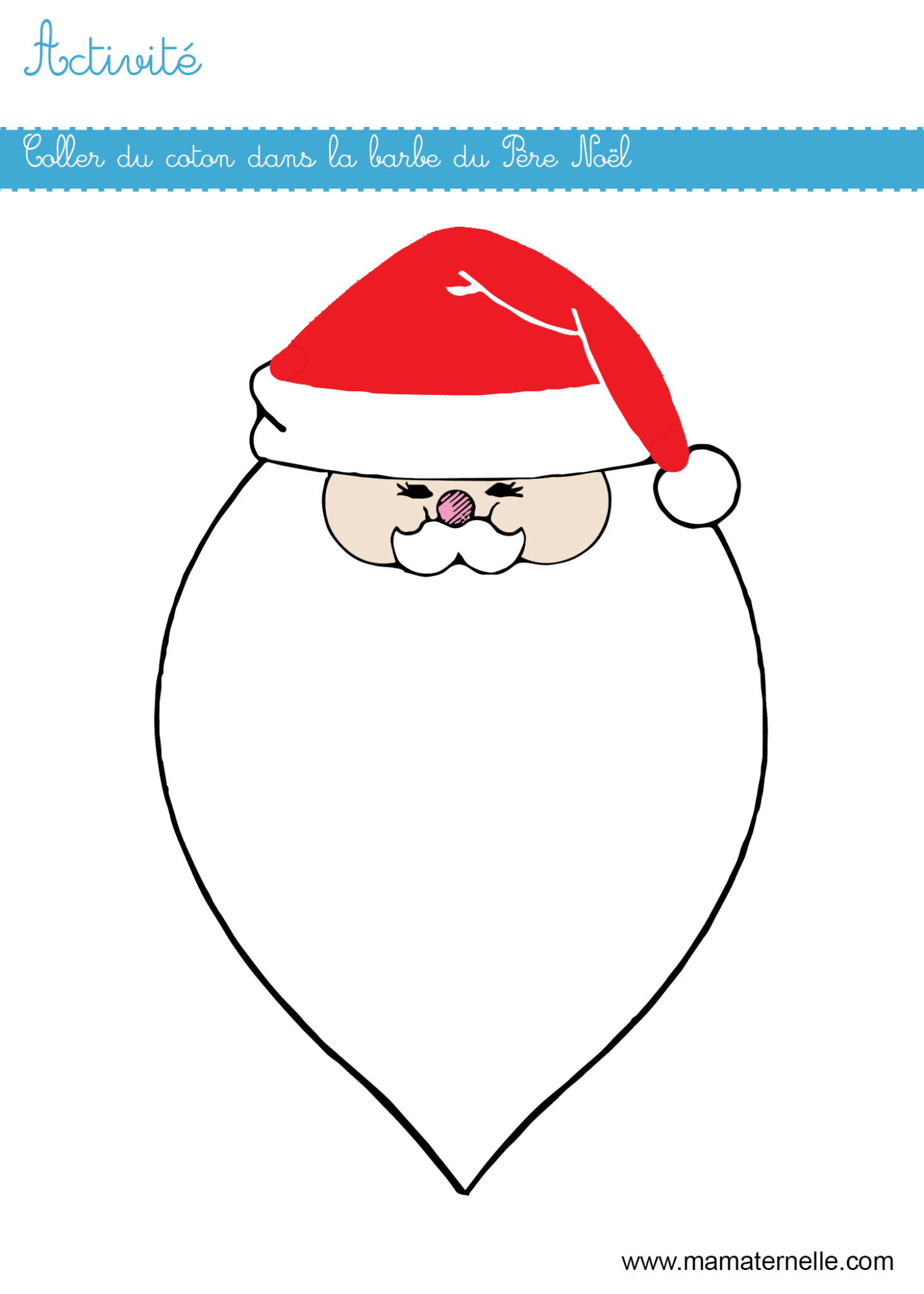 Activité : coller du coton dans la barbe du Père Noël - Ma Maternelle