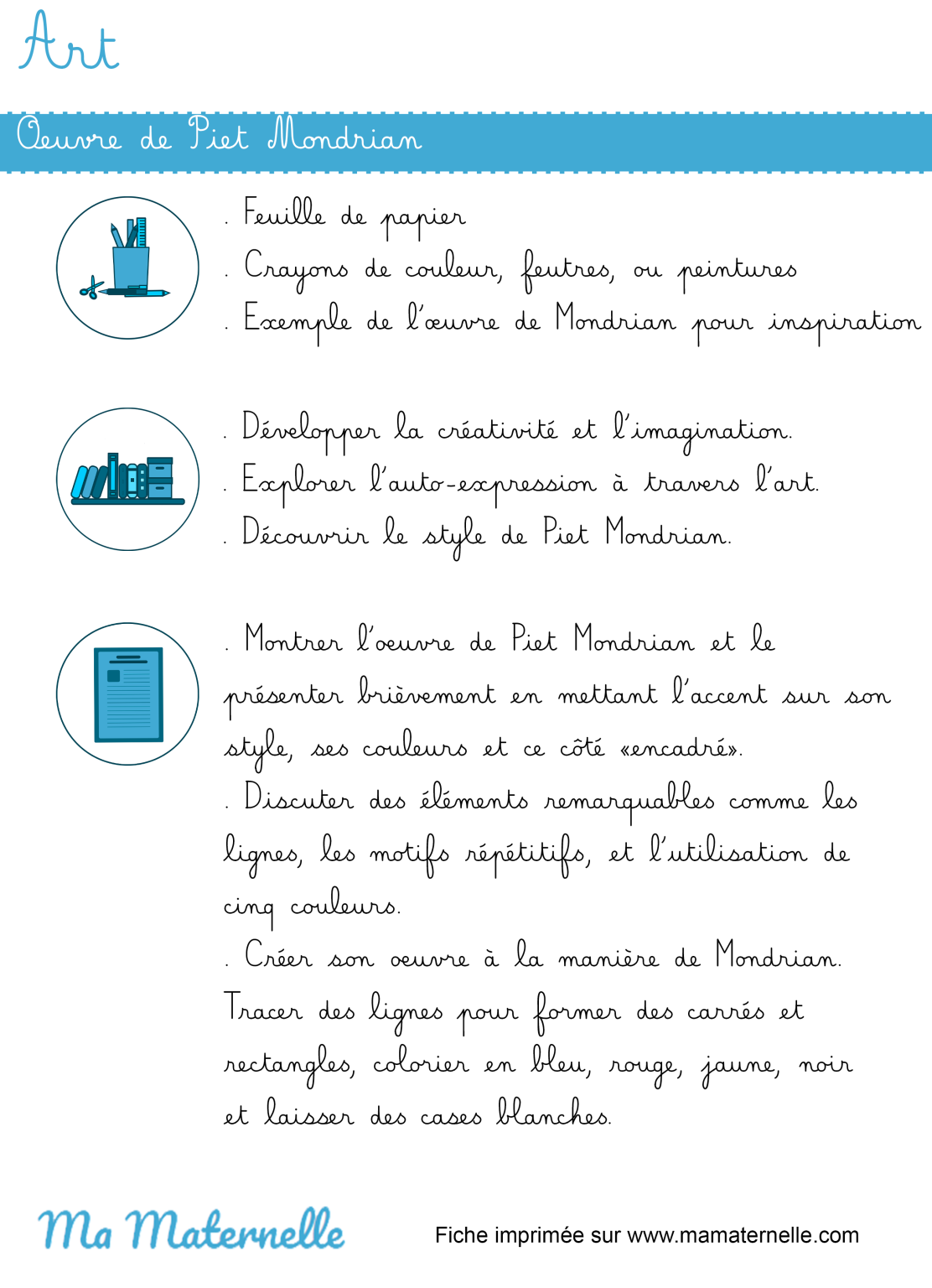 Art : œuvre à la manière de Mondrian - Ma Maternelle