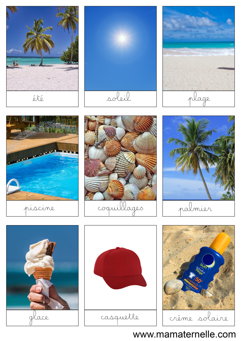 Cartes de nomenclature : Été - Ma Maternelle