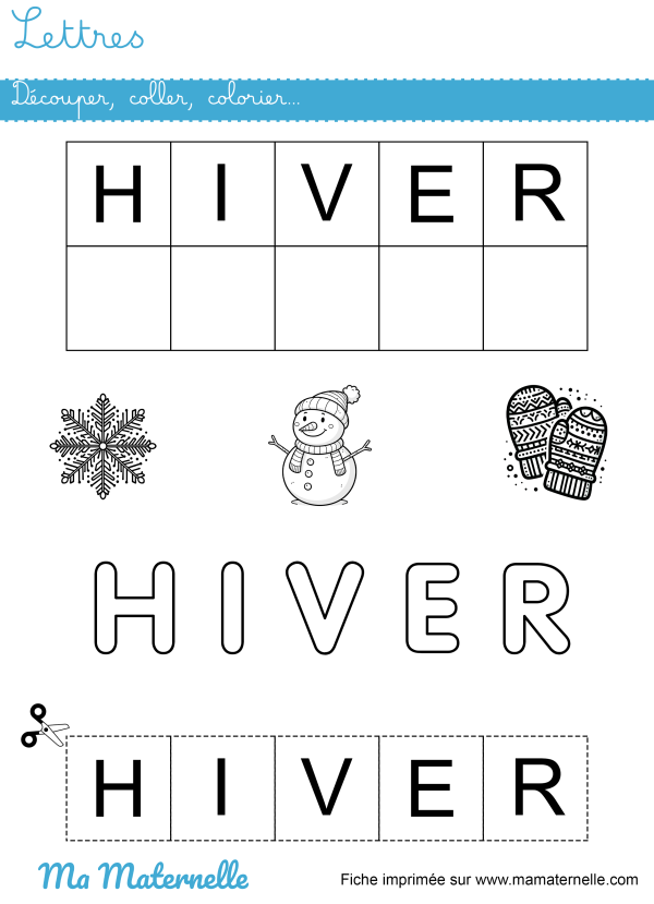 Lettres : découper, coller, colorier - Ma Maternelle