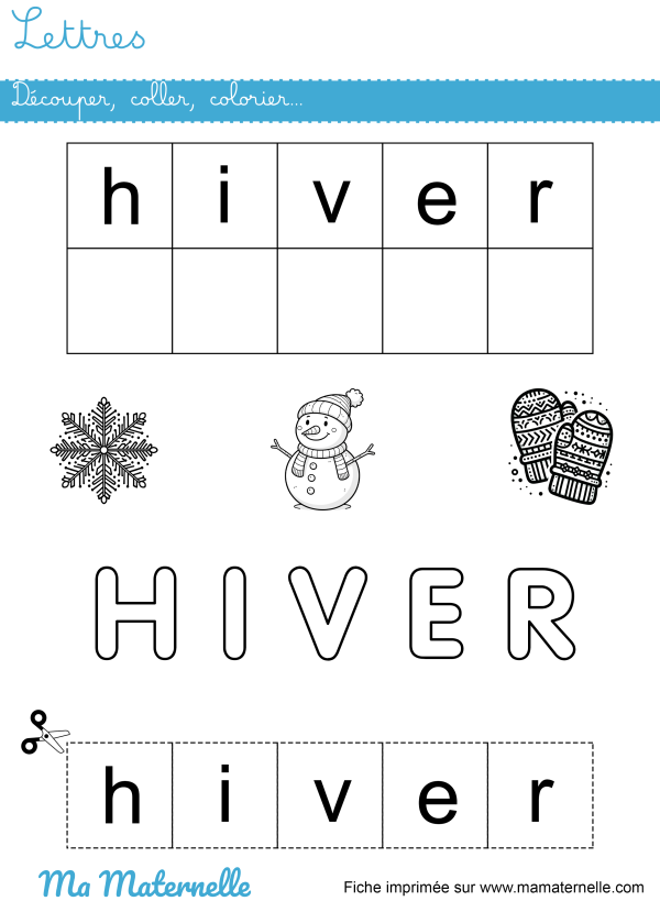 Lettres : découper, coller, colorier - Ma Maternelle