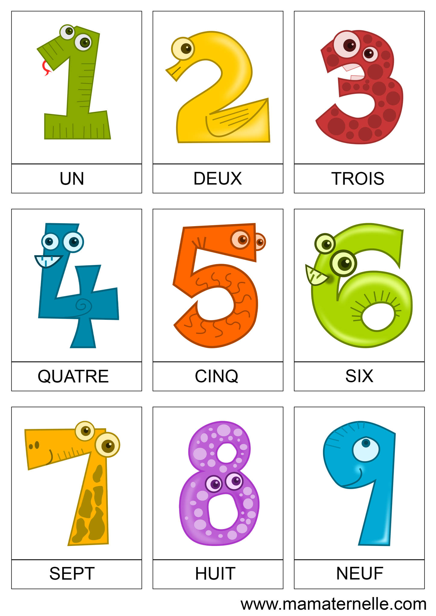 Cartes de nomenclature : les nombres - Ma Maternelle