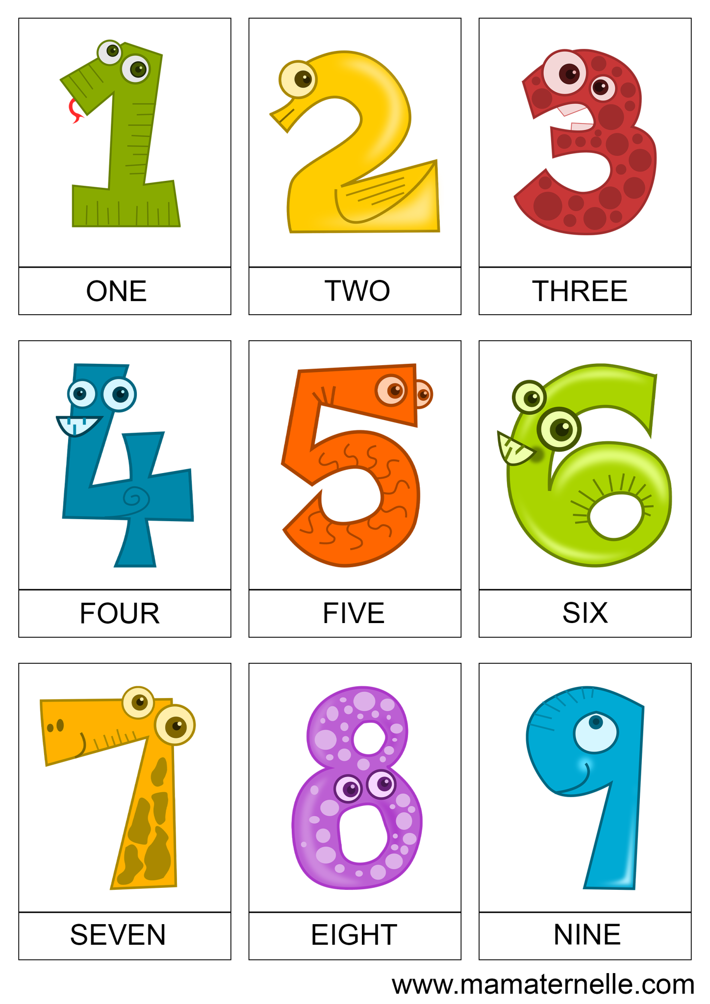 Cartes de nomenclature : les nombres en anglais - Ma Maternelle