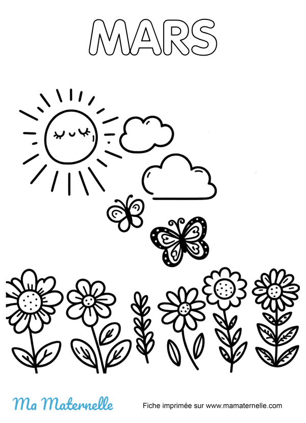 Coloriage du mois de Mars - Ma Maternelle