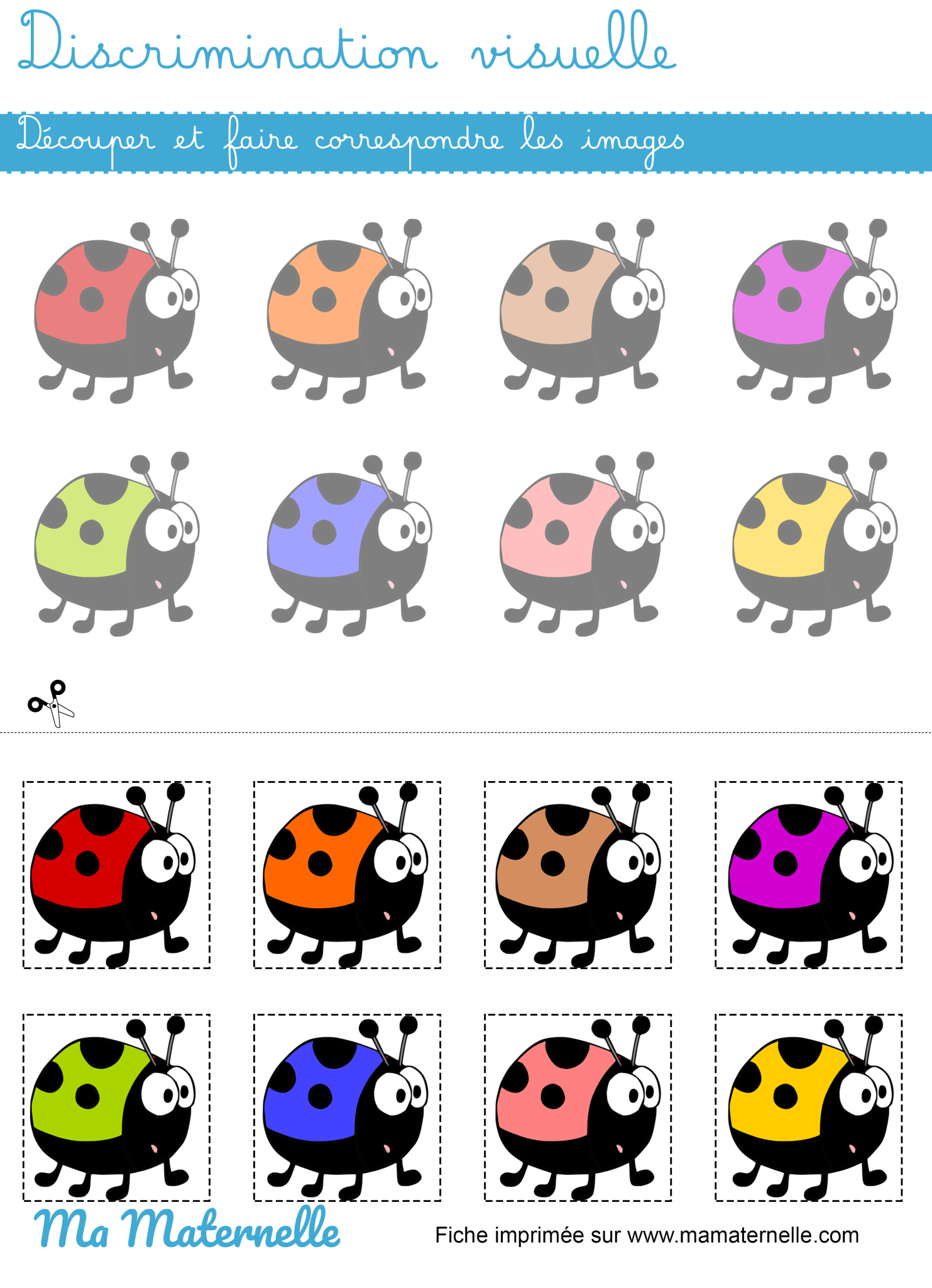 Discrimination visuelle : découper et faire correspondre - Ma Maternelle