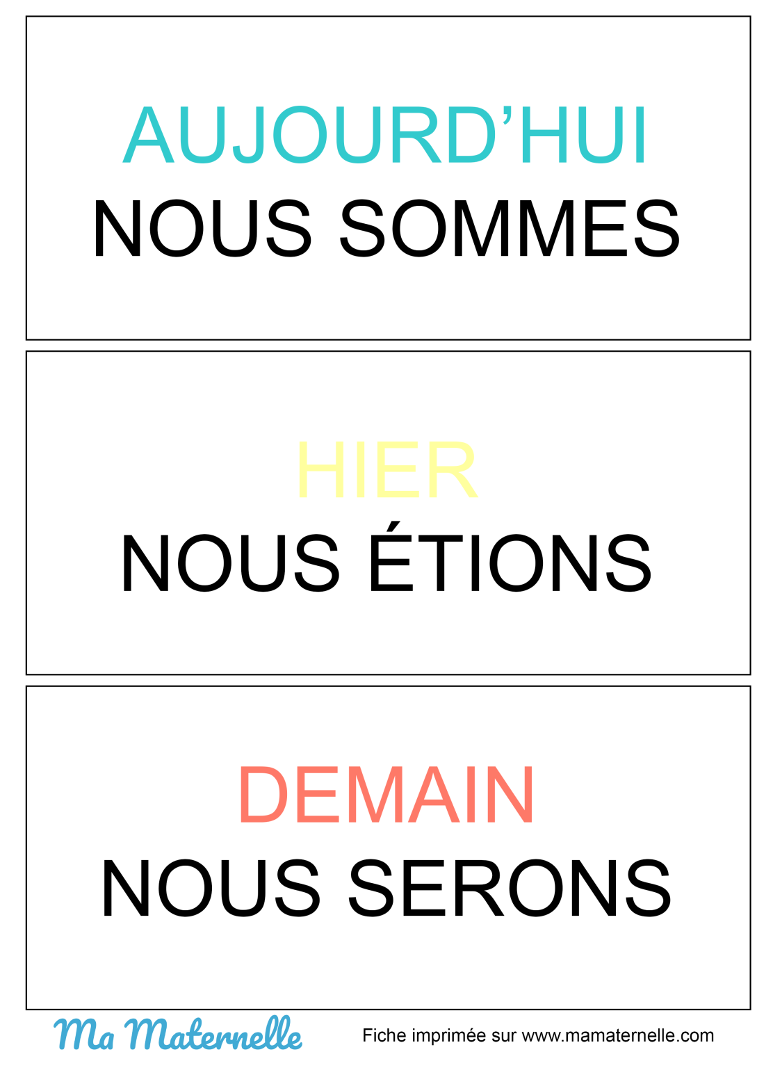 Outil pédagogique : affichage aujourd'hui nous sommes - Ma Maternelle