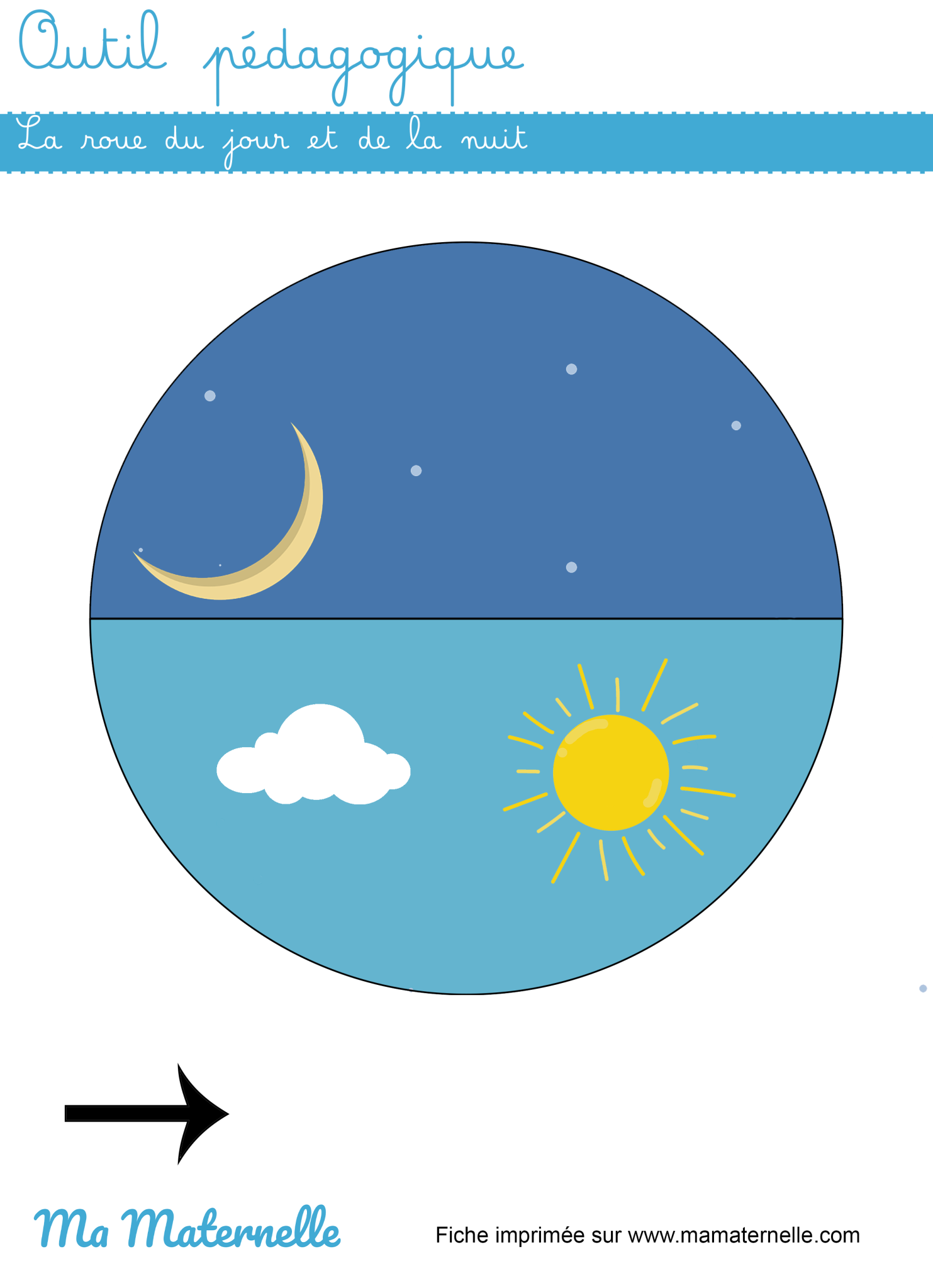 Outil pédagogique : roue du jour et de la nuit - Ma Maternelle