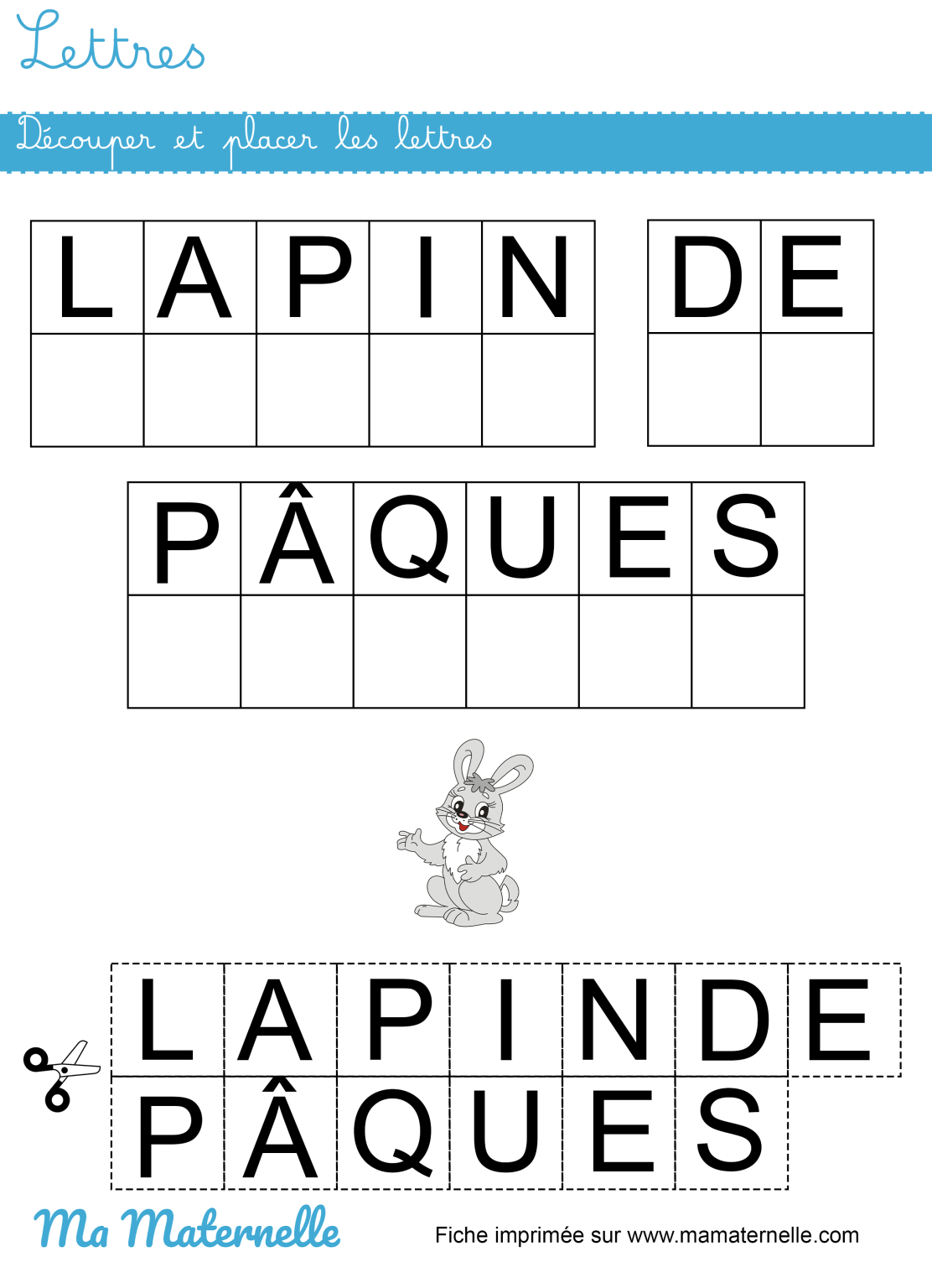 Lettres : découper et placer - Ma Maternelle