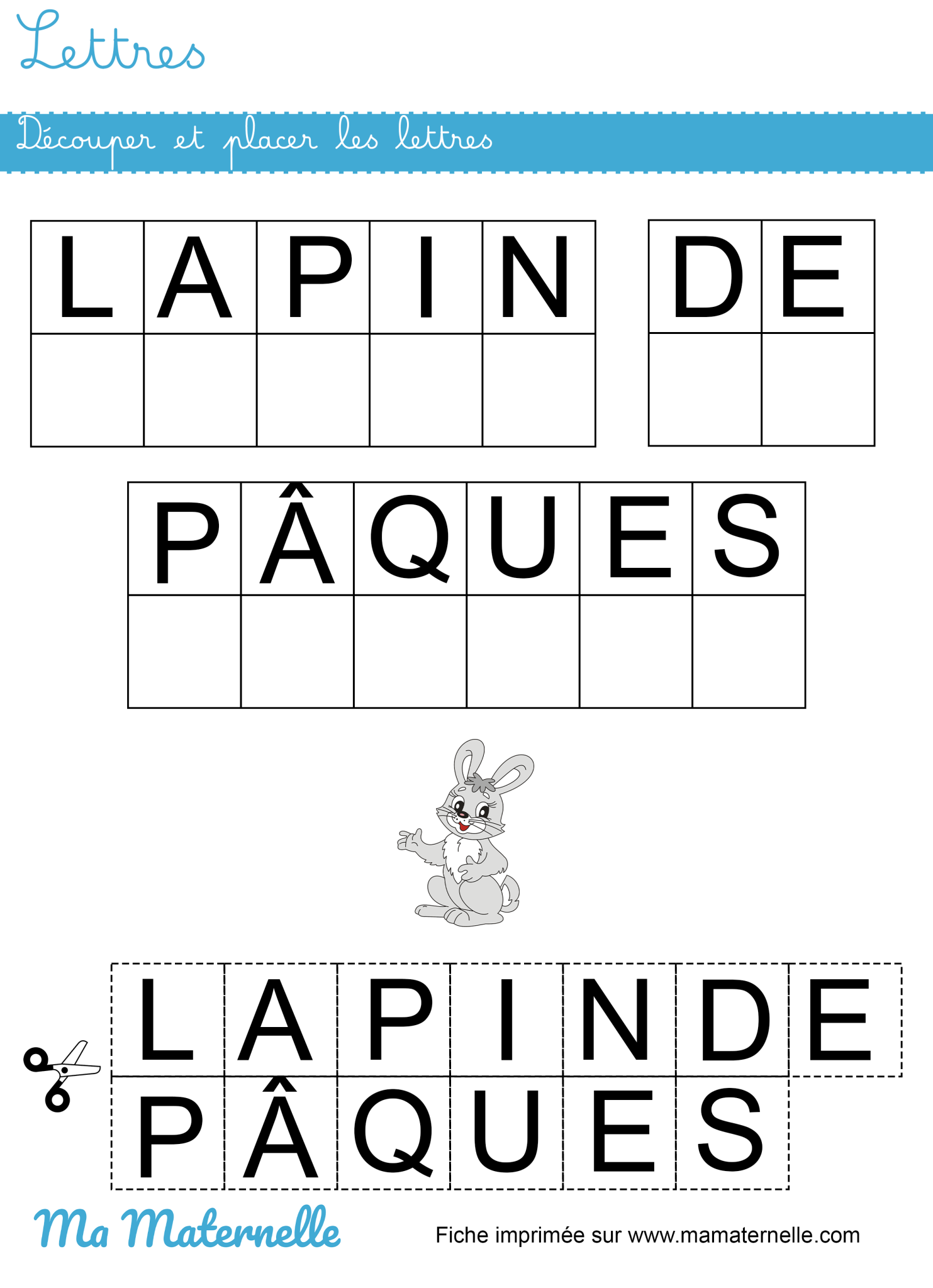 Lettres : découper et placer - Ma Maternelle