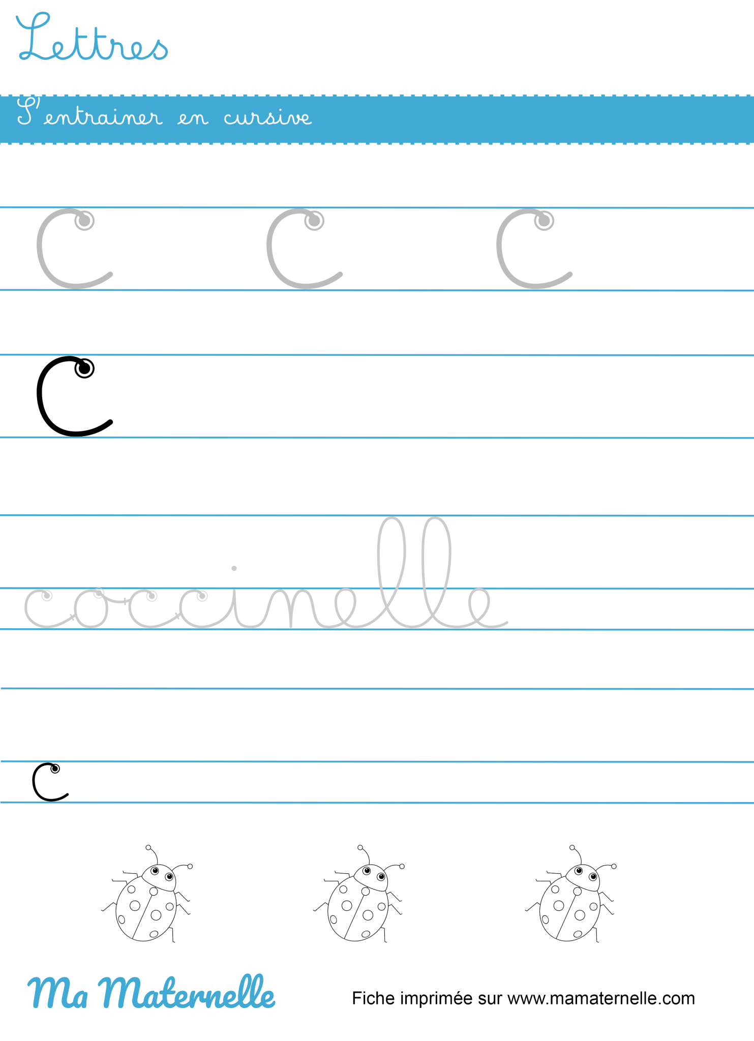 Lettres : s'entrainer en cursive - Ma Maternelle