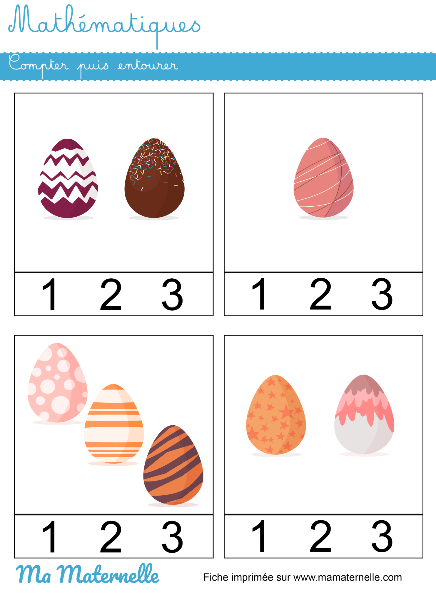 Mathématiques : compter puis entourer - Ma Maternelle