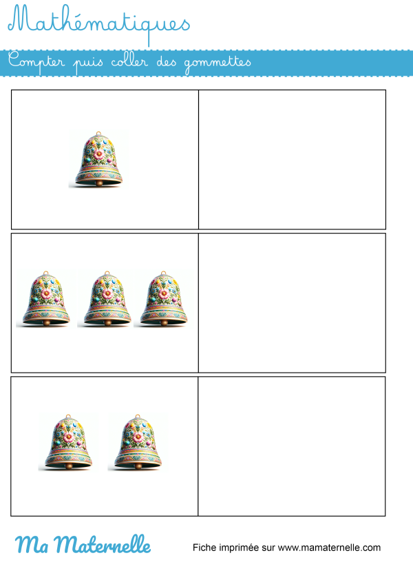 Mathématiques : compter puis coller des gommettes - Ma Maternelle