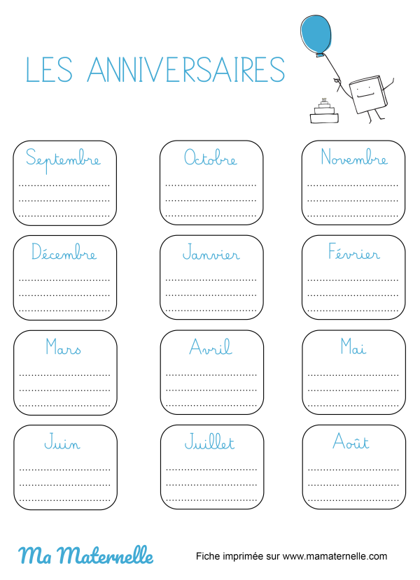 Outil : les anniversaires - Ma Maternelle