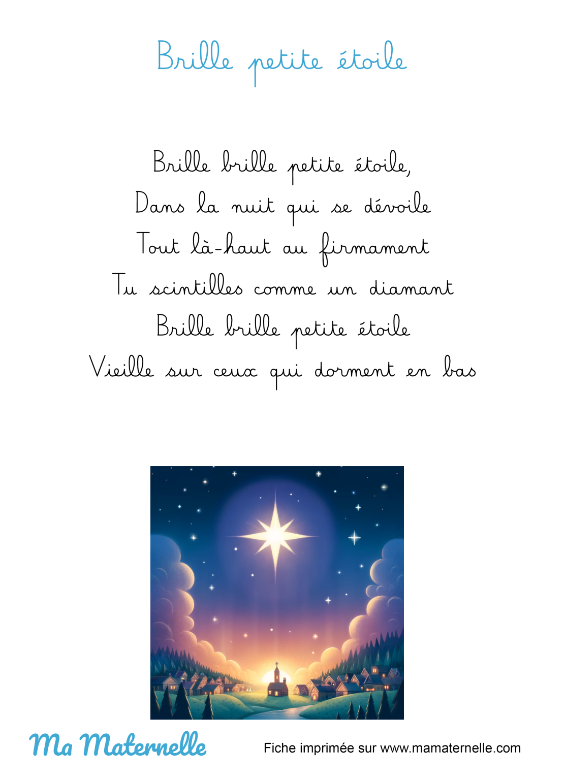 Chanson : brille petite étoile - Ma Maternelle
