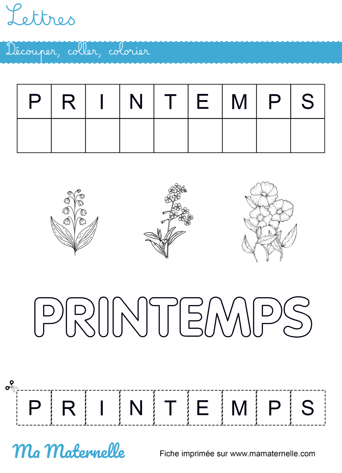 Lettres : découper, coller, colorier - Ma Maternelle