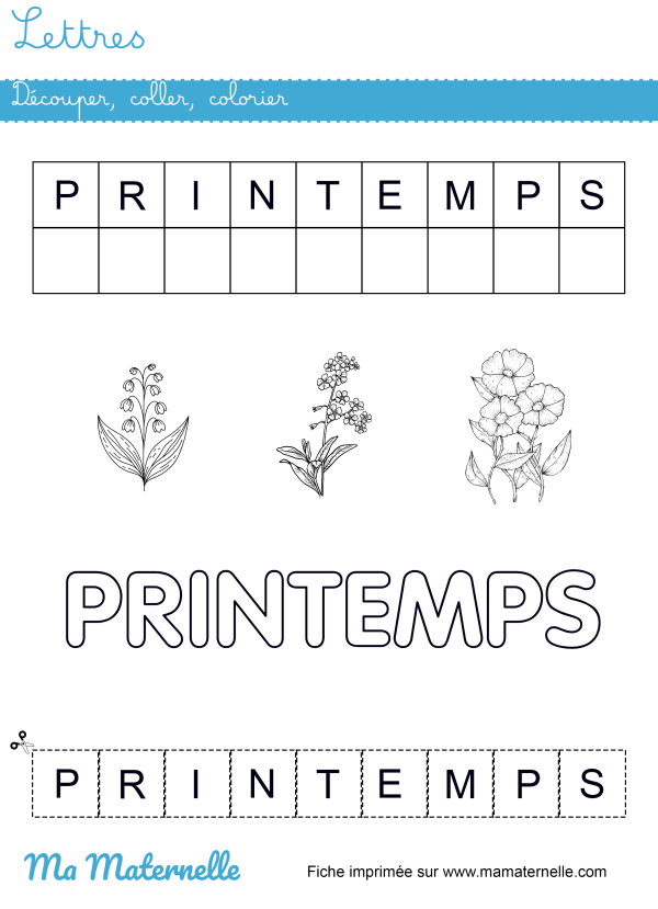 Lettres : découper, coller, colorier - Ma Maternelle