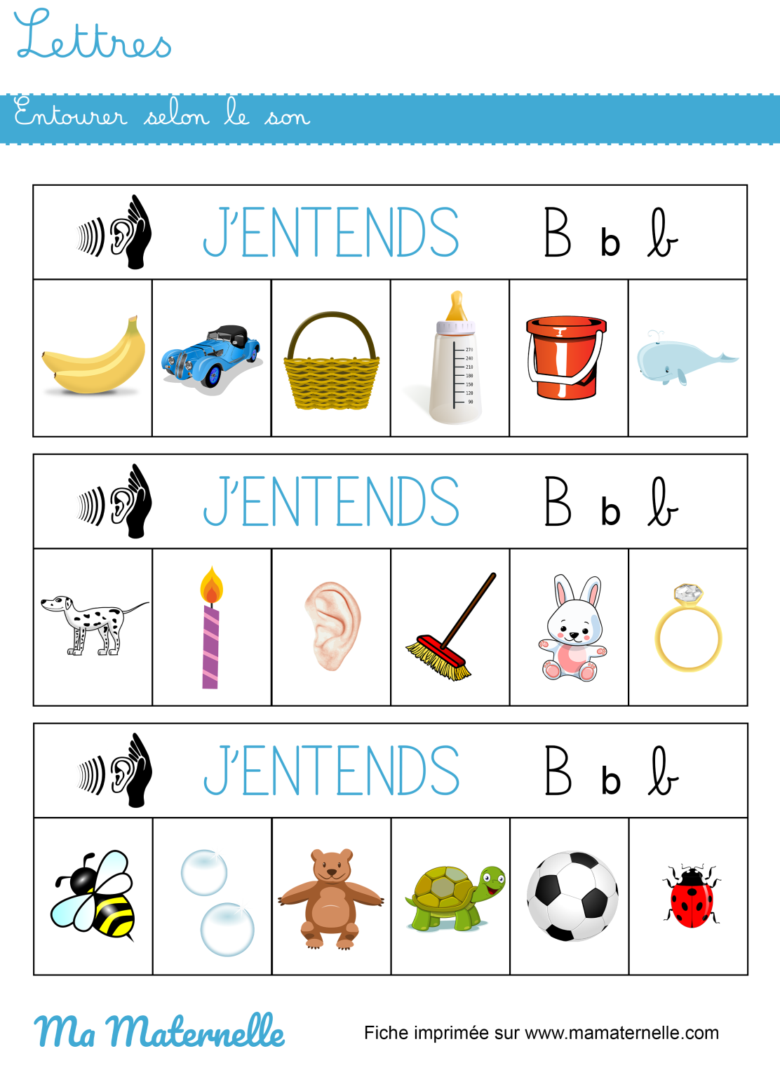 Lettres : entourer selon le son - Ma Maternelle