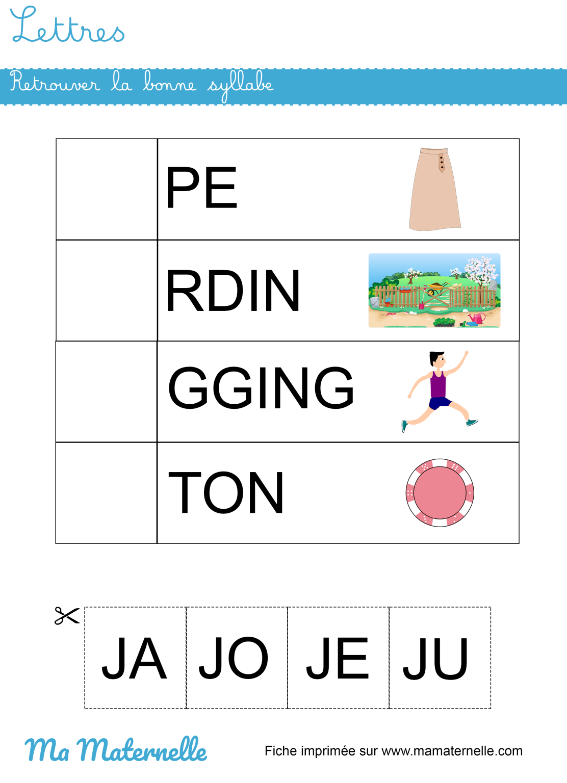 Lettres : retrouver la bonne syllabe - Ma Maternelle