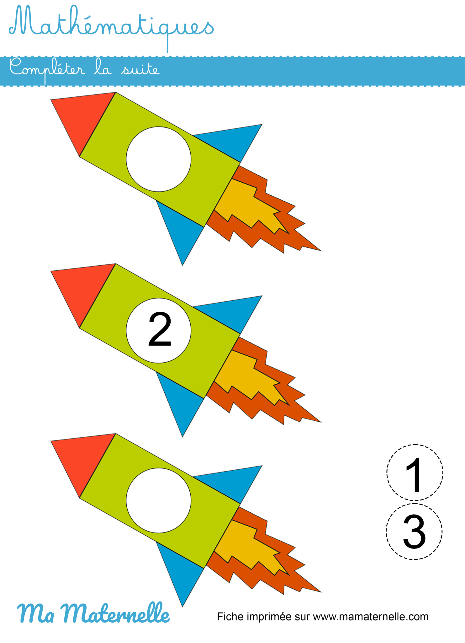 Mathématiques : compléter la suite - Ma Maternelle