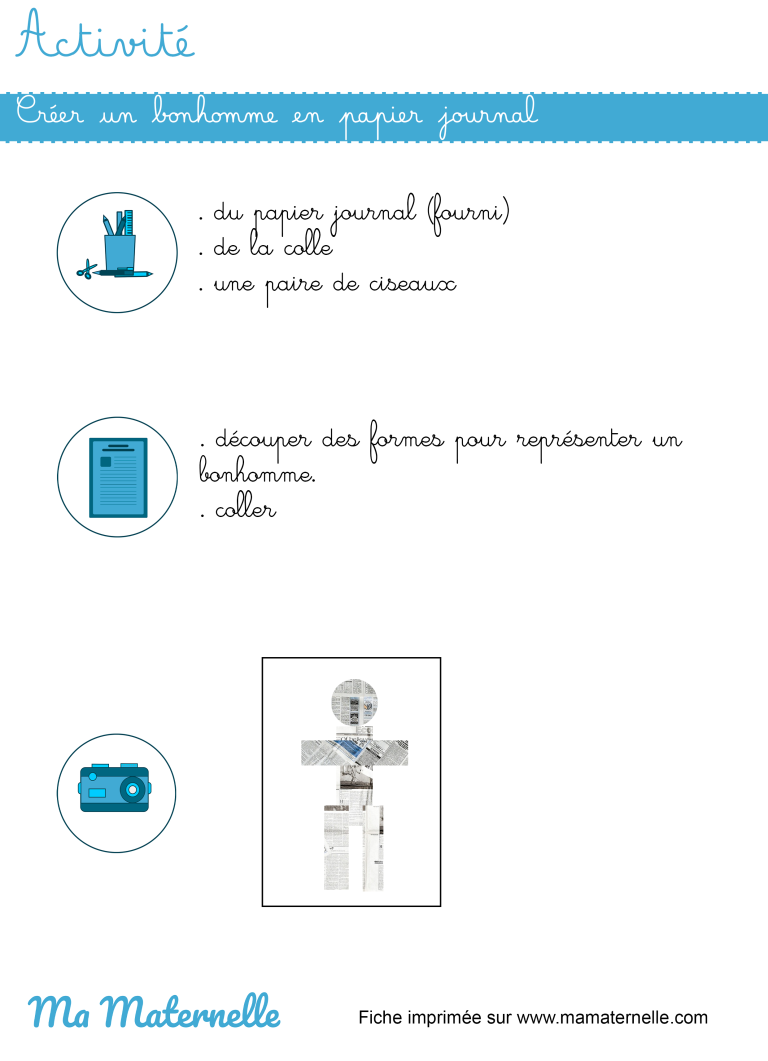 Activité : créer un bonhomme en papier journal - Ma Maternelle