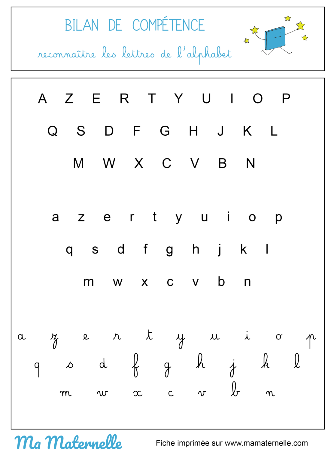 Bilan de compétence : lettres alphabet - Ma Maternelle