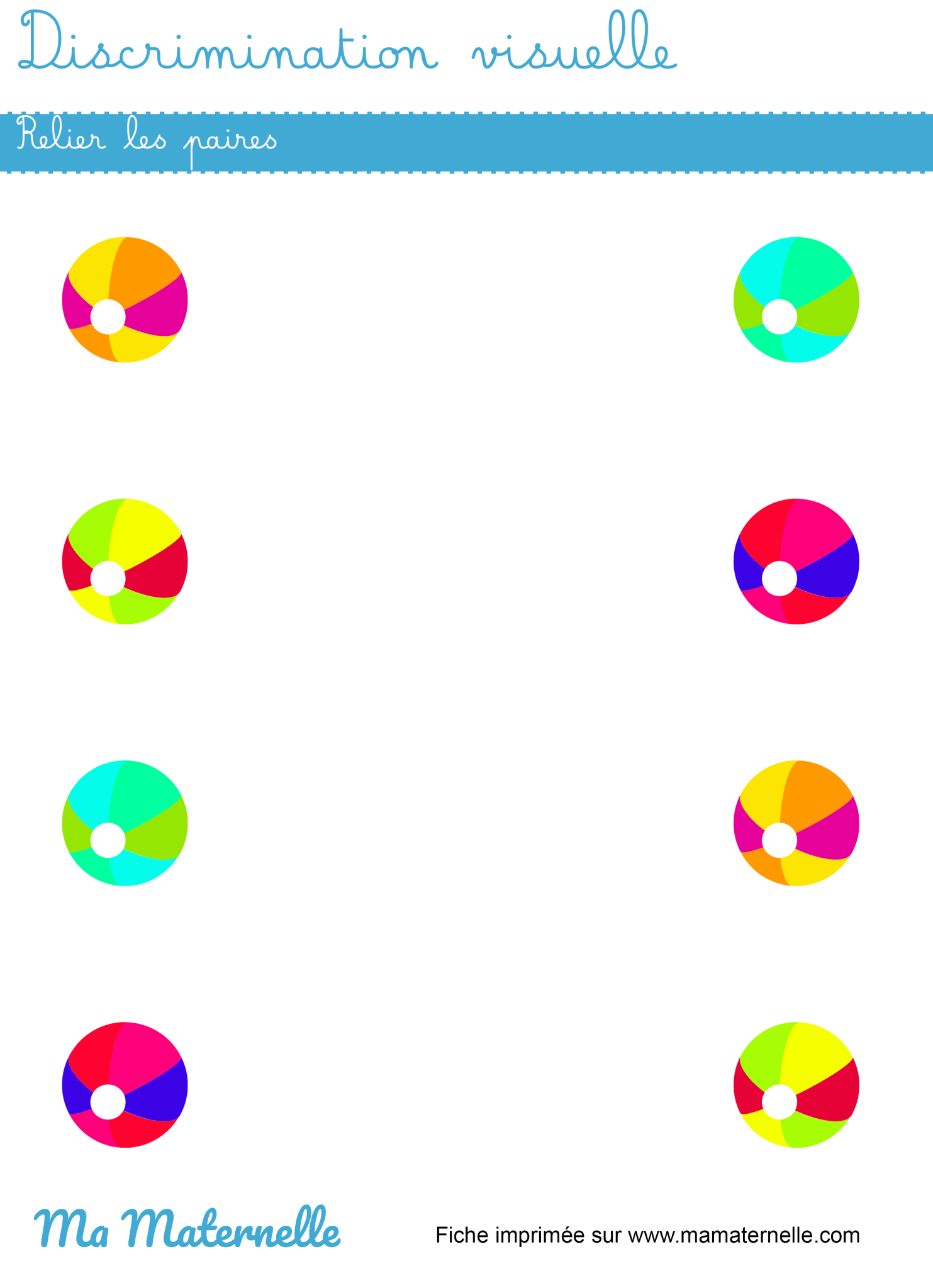 Discrimination visuelle : relier les paires - Ma Maternelle