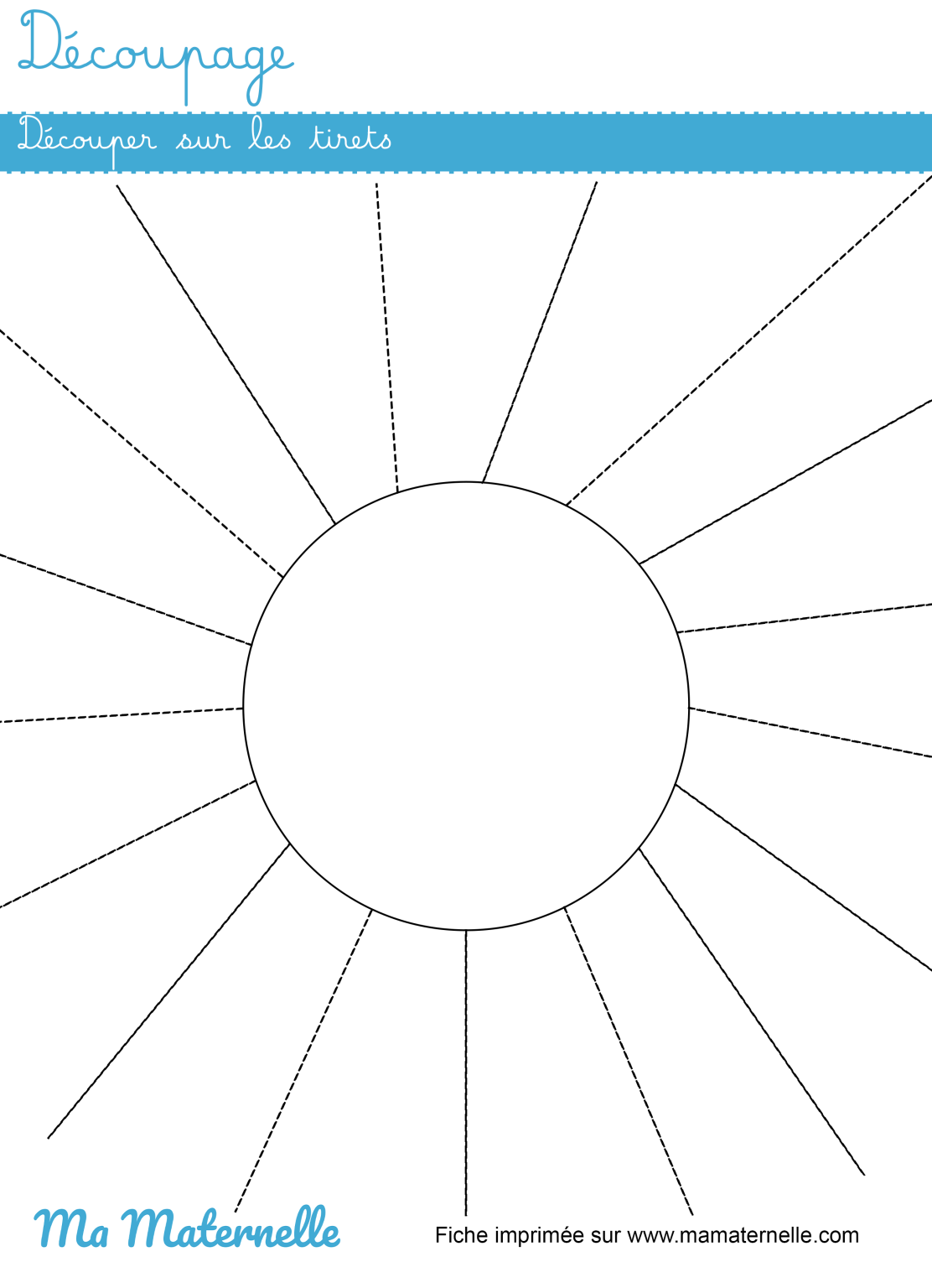 Découpage : découper sur les tirets - Ma Maternelle