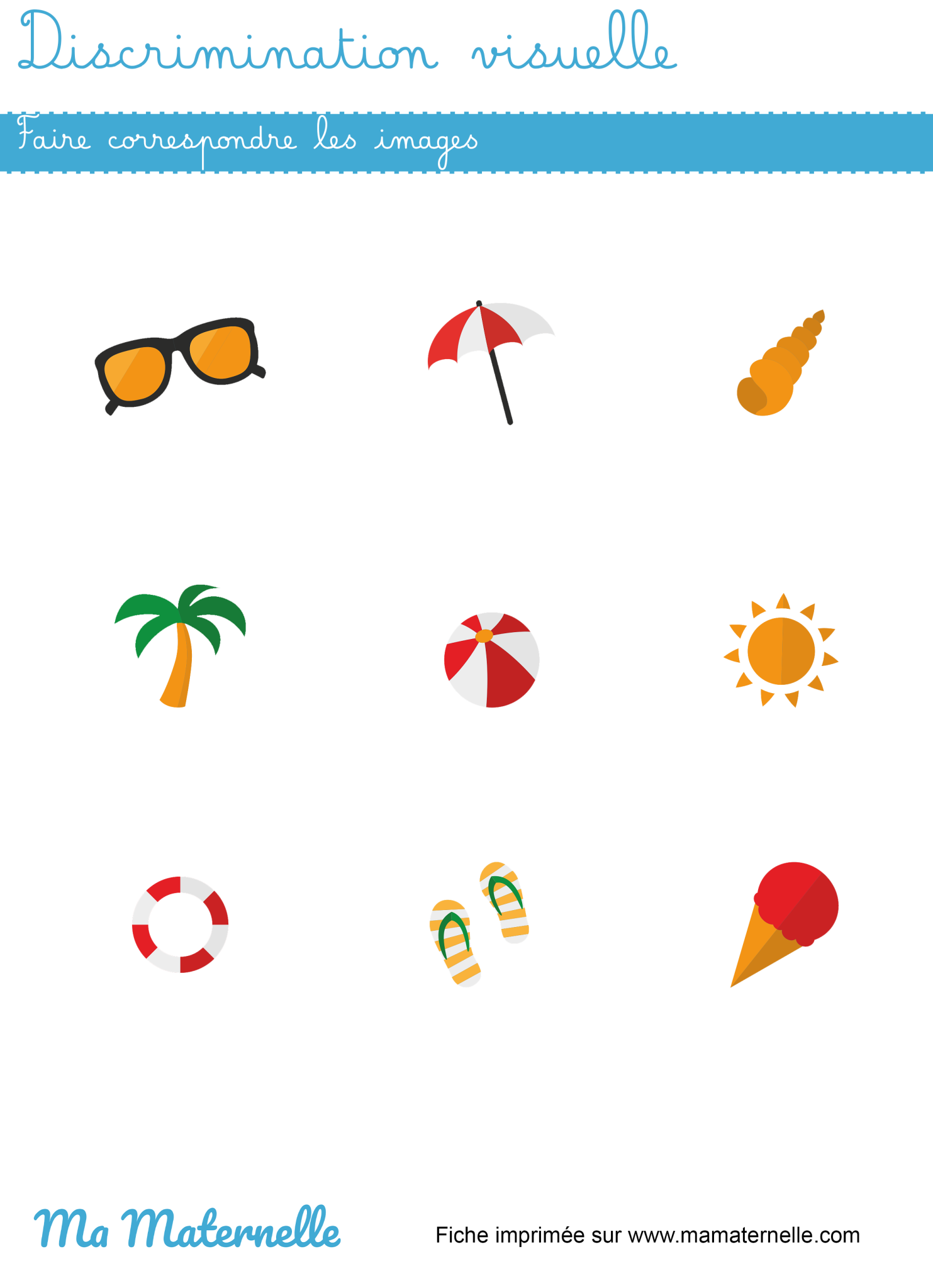 Discrimination visuelle : faire correspondre les images - Ma Maternelle
