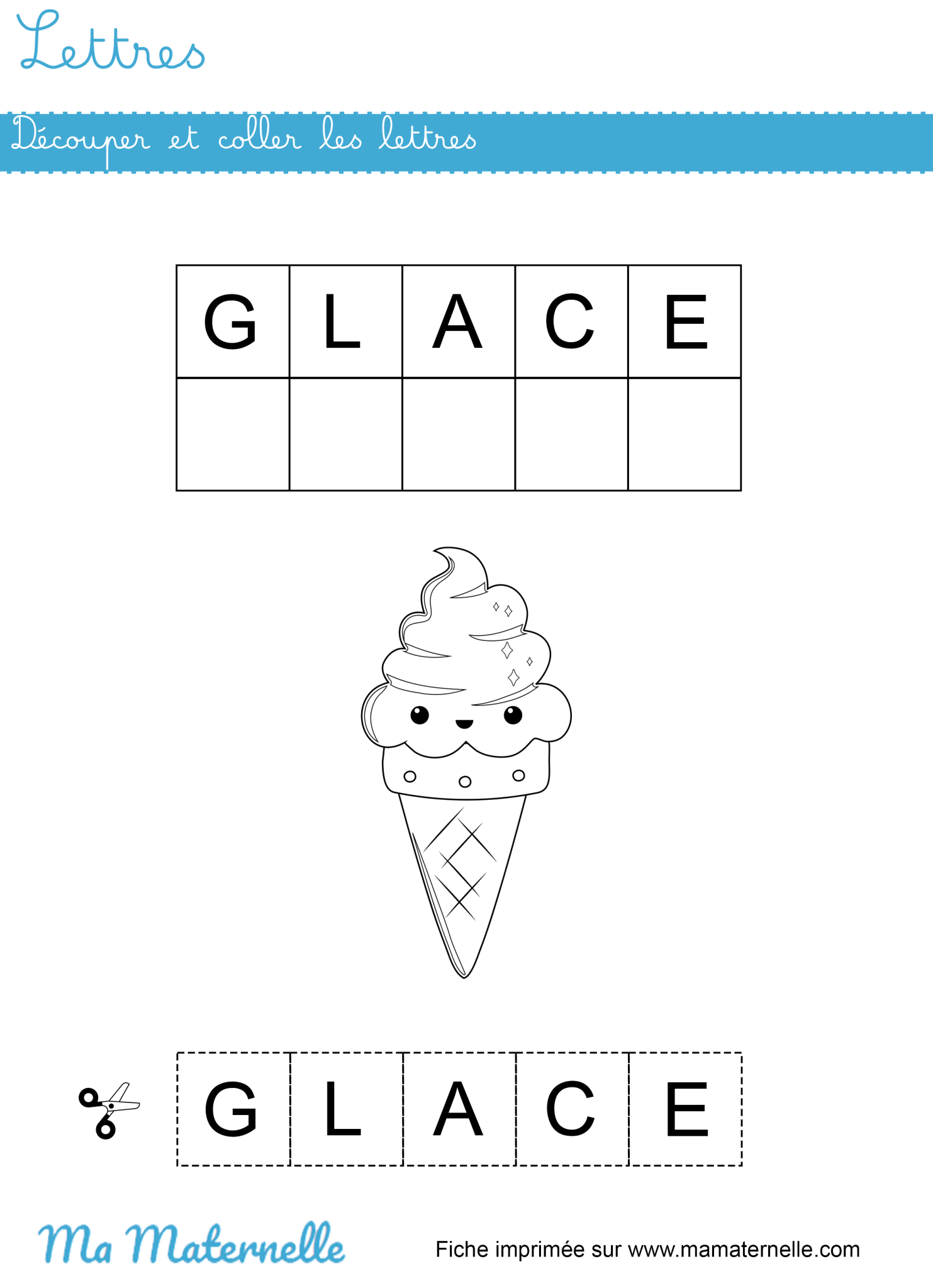 Lettres : découper et coller les lettres - Ma Maternelle