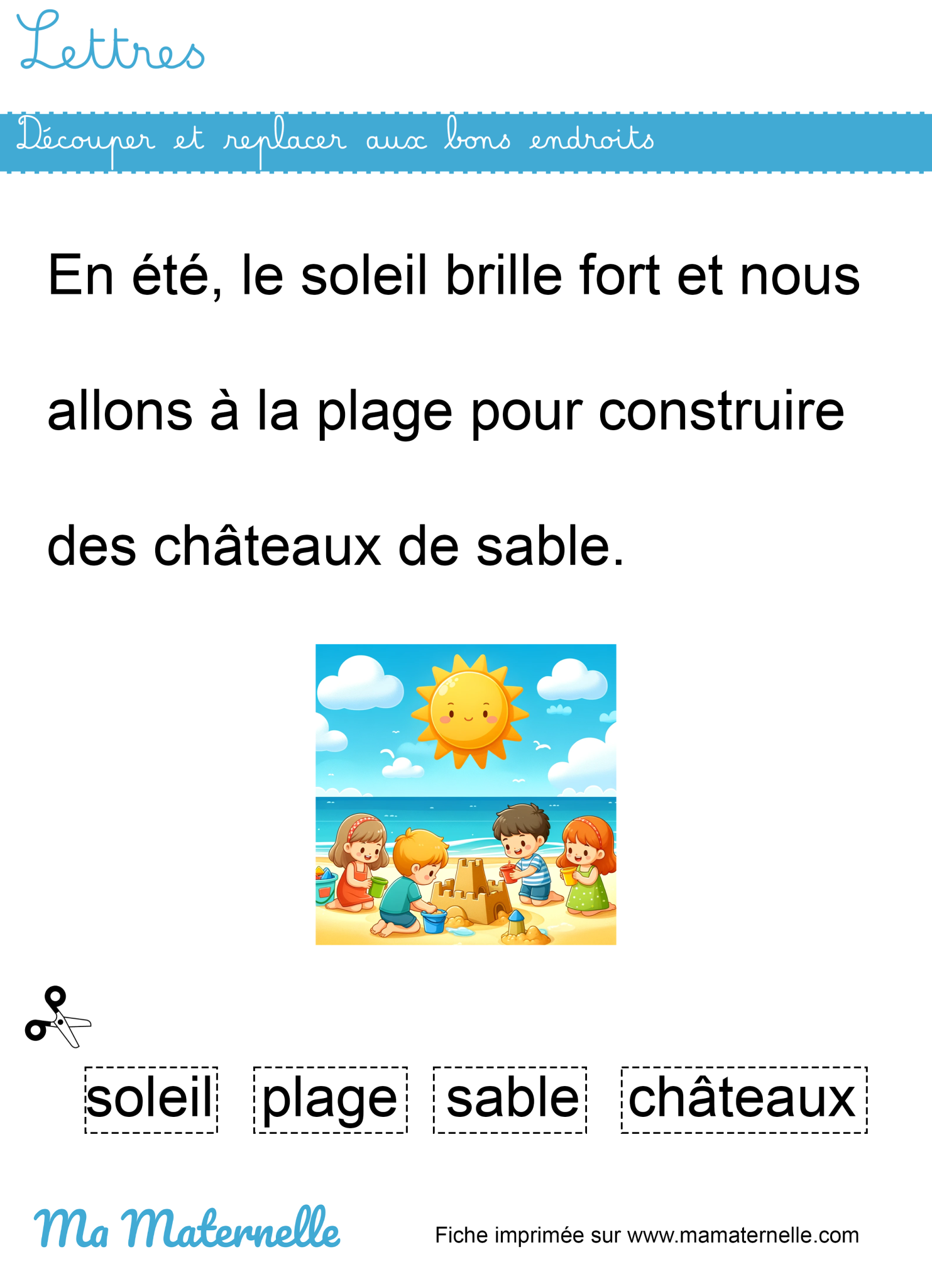 Lettres : découper et replacer - Ma Maternelle