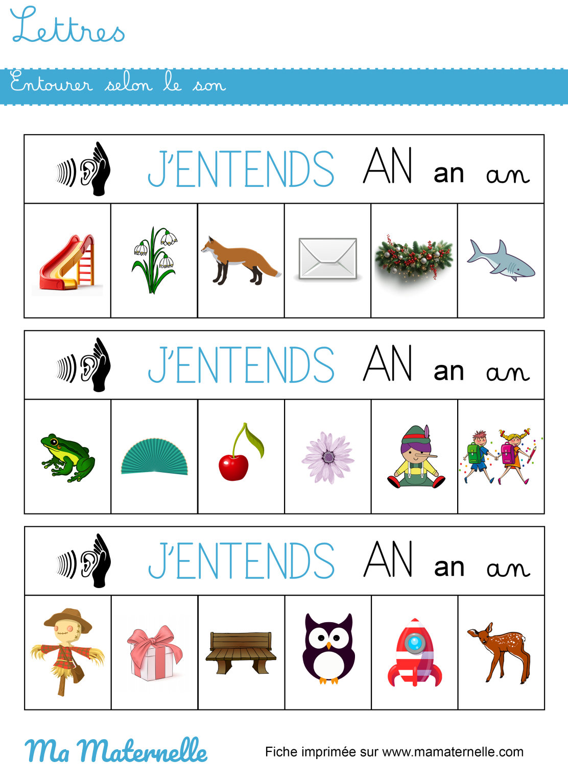 Lettres : entourer selon le son - Ma Maternelle