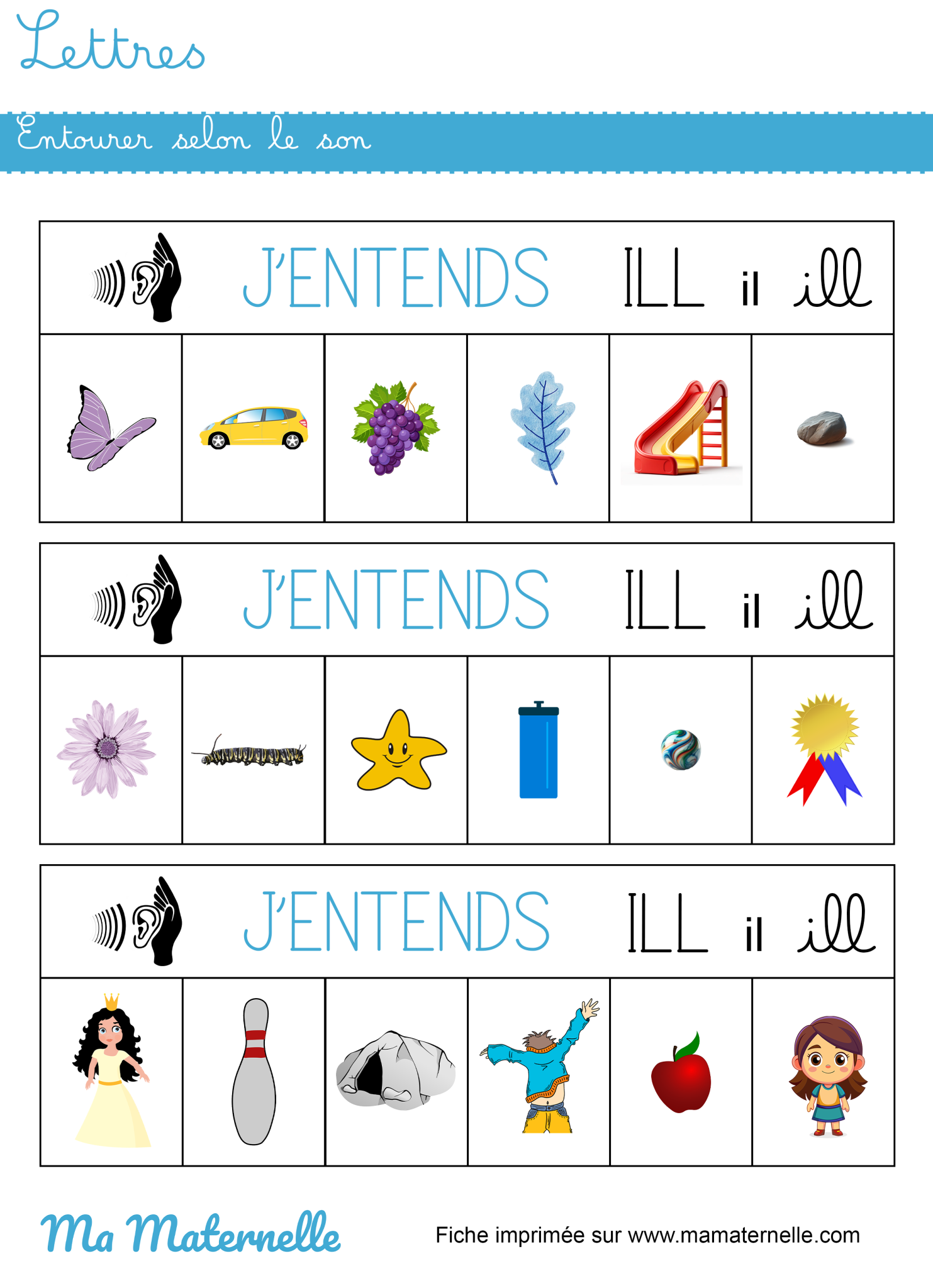 Lettres : entourer selon le son - Ma Maternelle