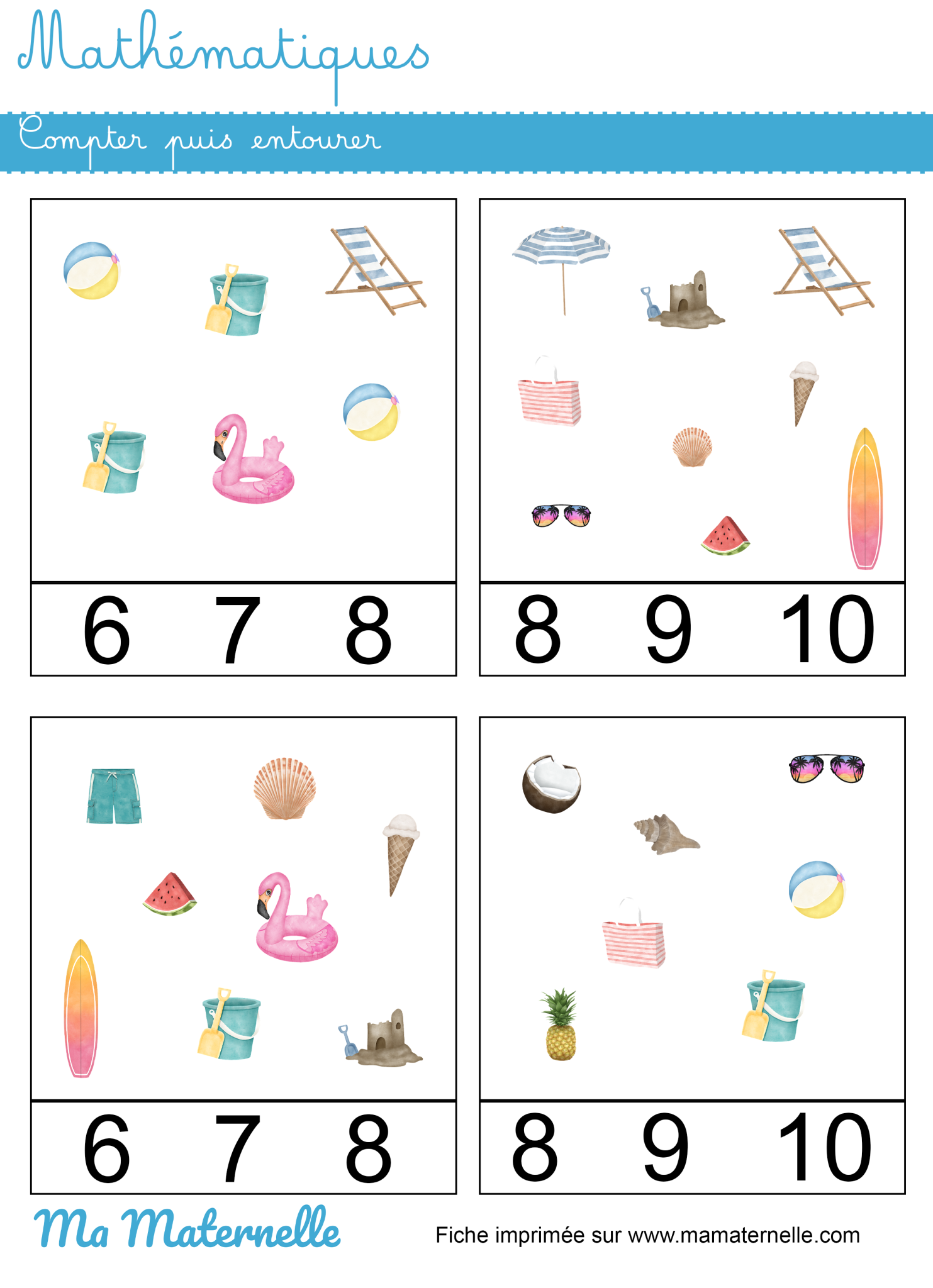 Mathématiques : compter puis entourer - Ma Maternelle