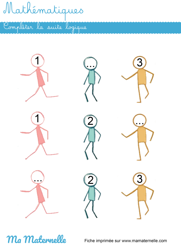 Mathématiques : compléter la suite logique - Ma Maternelle