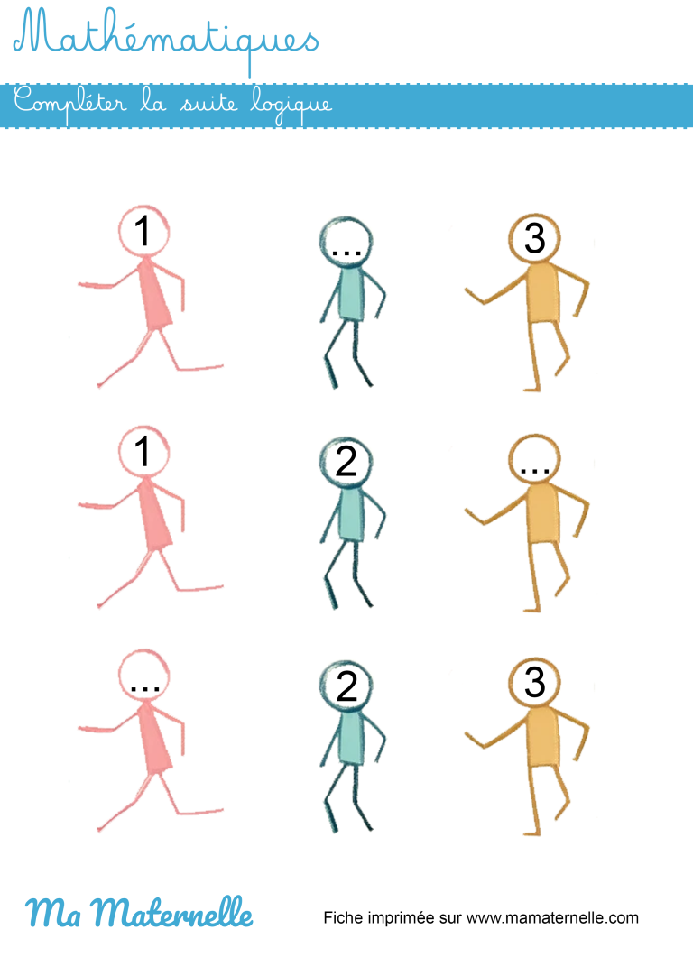Mathématiques : compléter la suite logique - Ma Maternelle