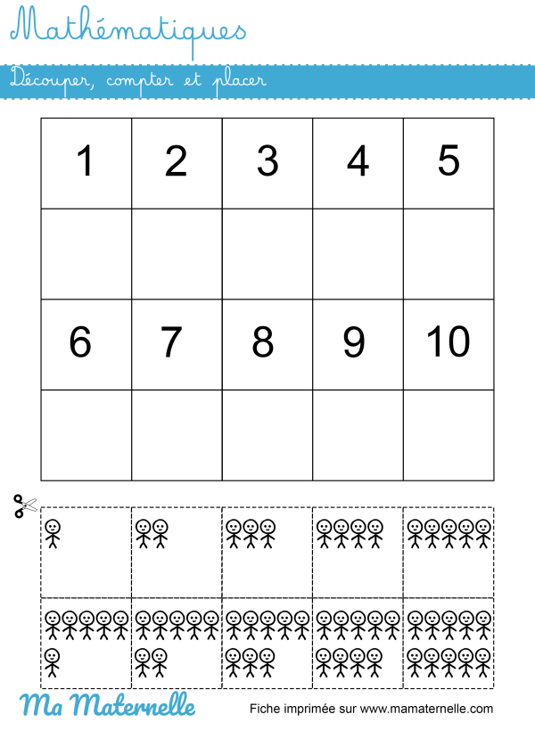 Mathématiques : découper, compter, placer - Ma Maternelle