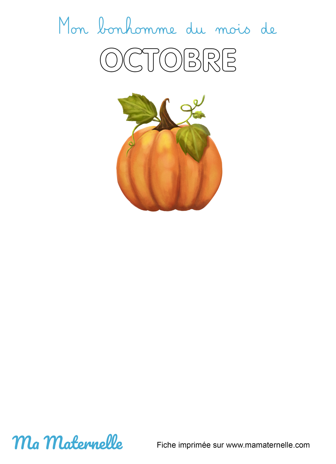 Mon bonhomme du mois d'octobre - Ma Maternelle