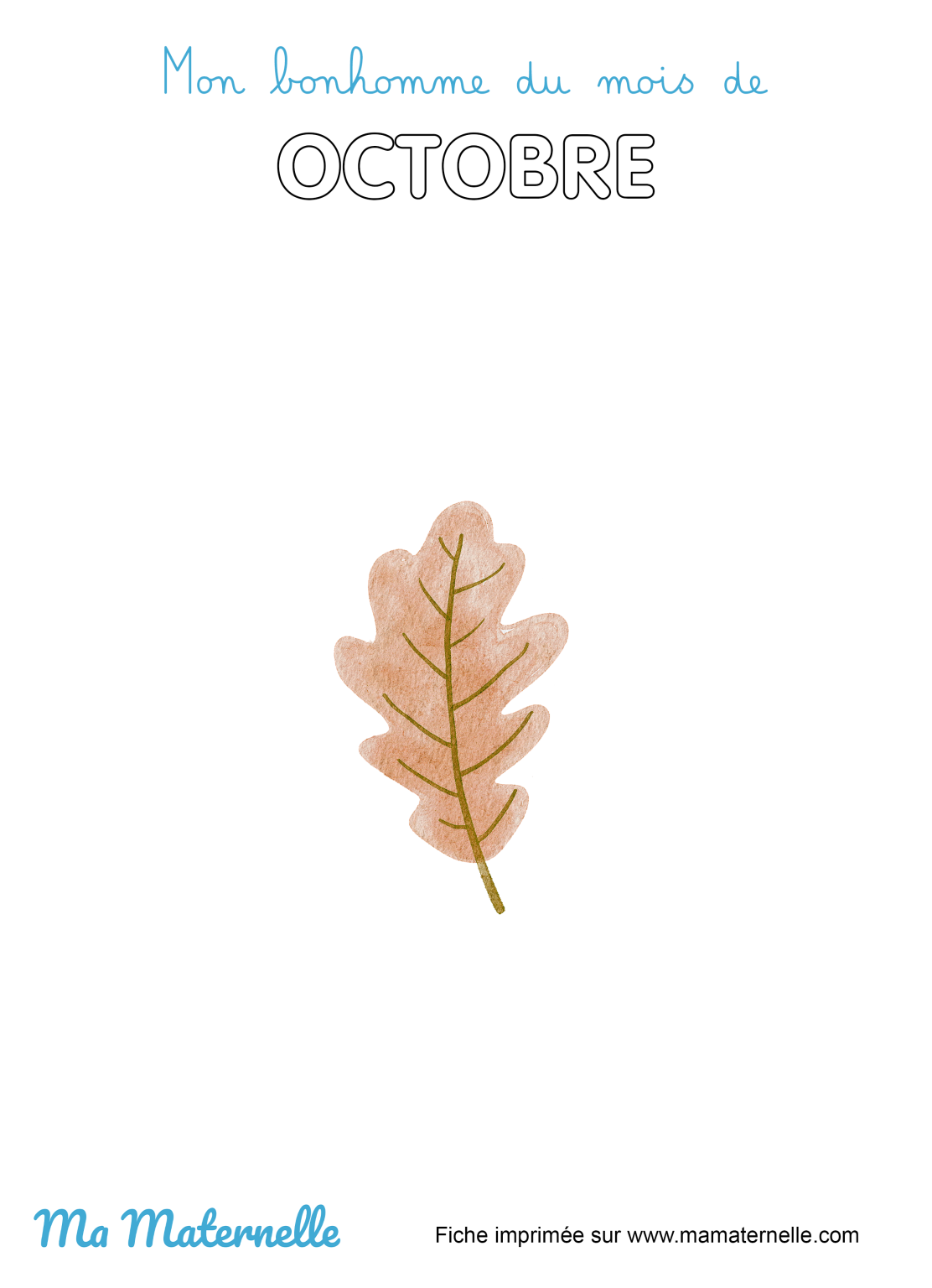 Mon bonhomme du mois d'octobre - Ma Maternelle