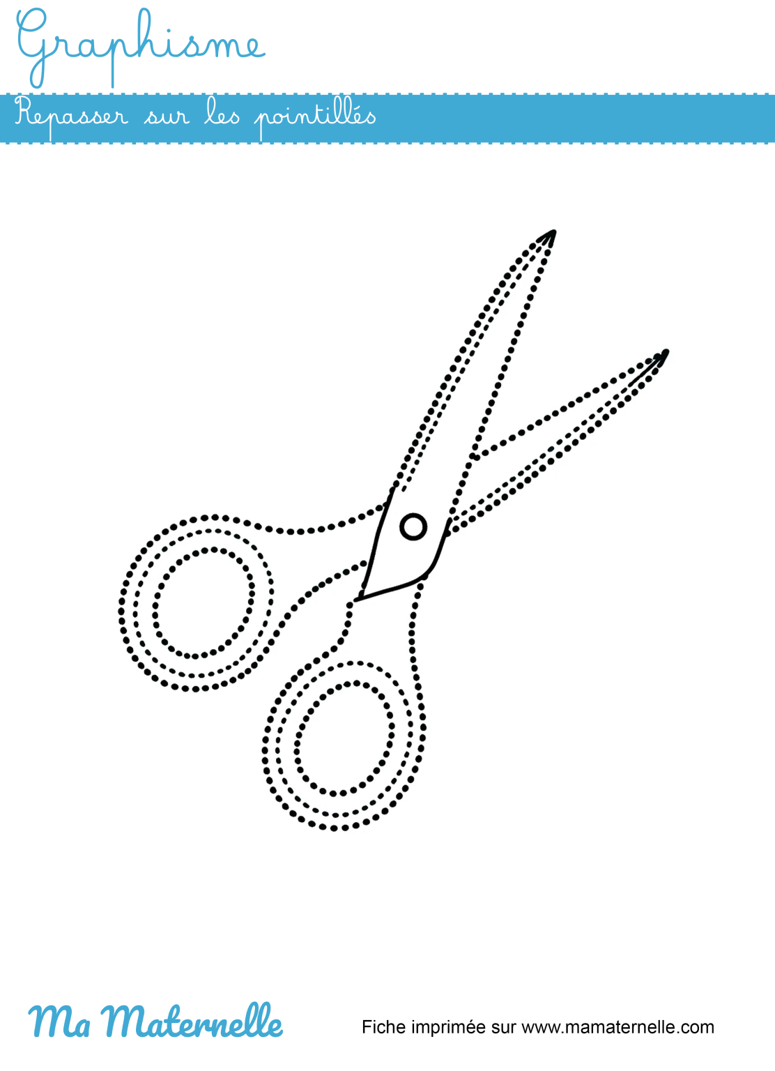 Graphisme : repasser sur les pointillés - Ma Maternelle