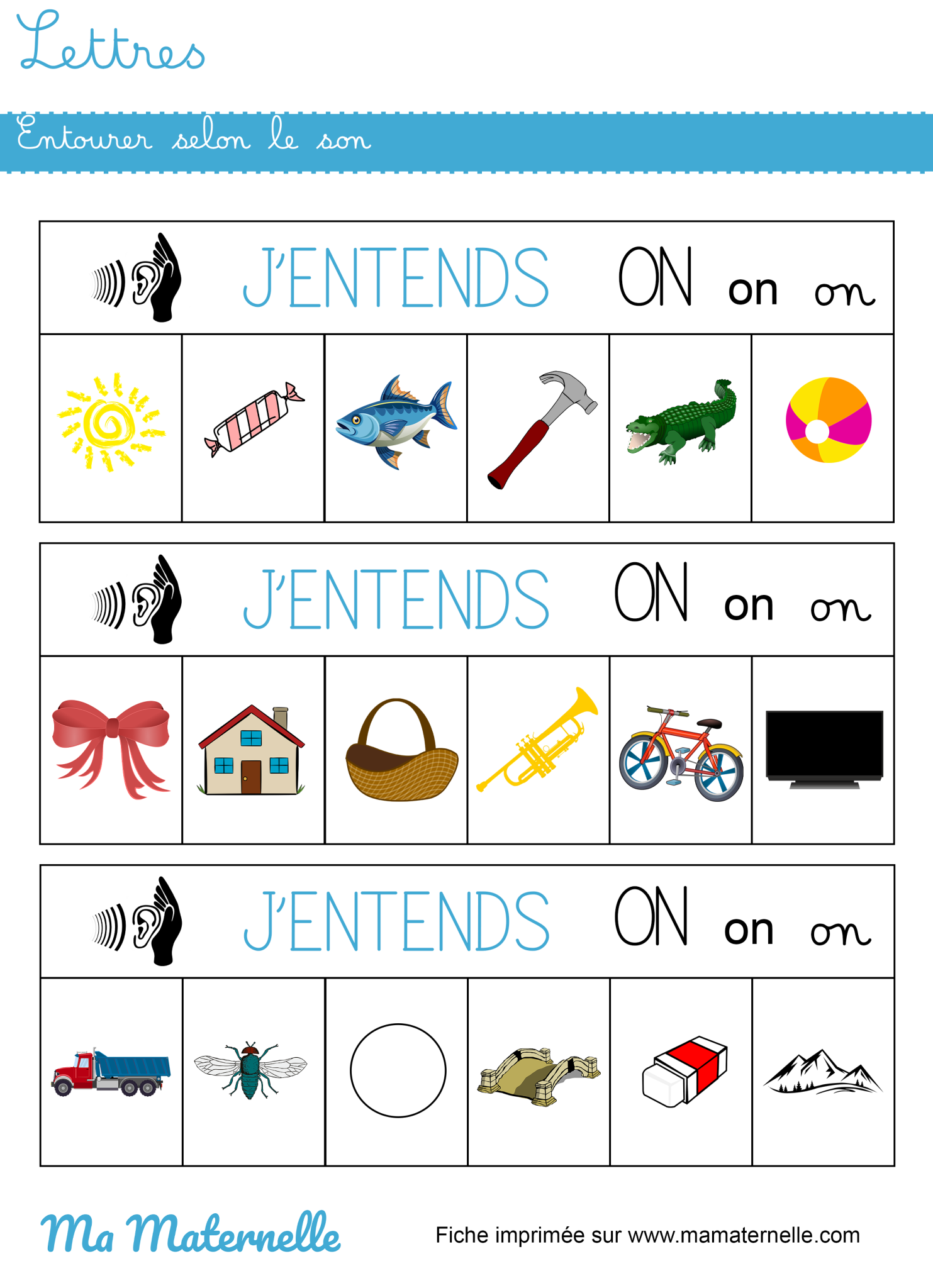 Lettres : entourer selon le son - Ma Maternelle